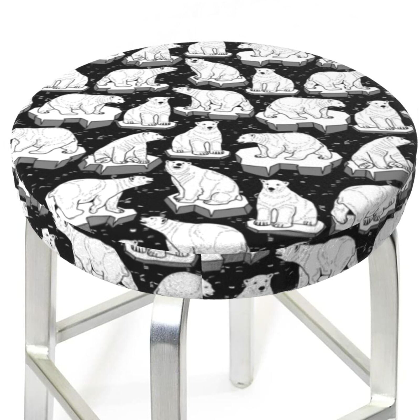 Bar Stool Covers Round, Cute Cartoon Polar Bear Bar Stool Cushion ...