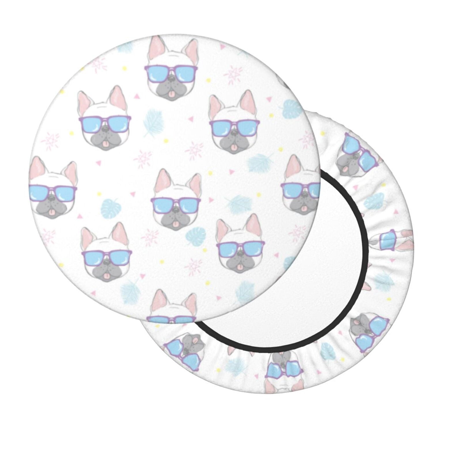 Bar Stool Covers Round - Cute Cool French Bulldog Soft Anti-Slip Round ...