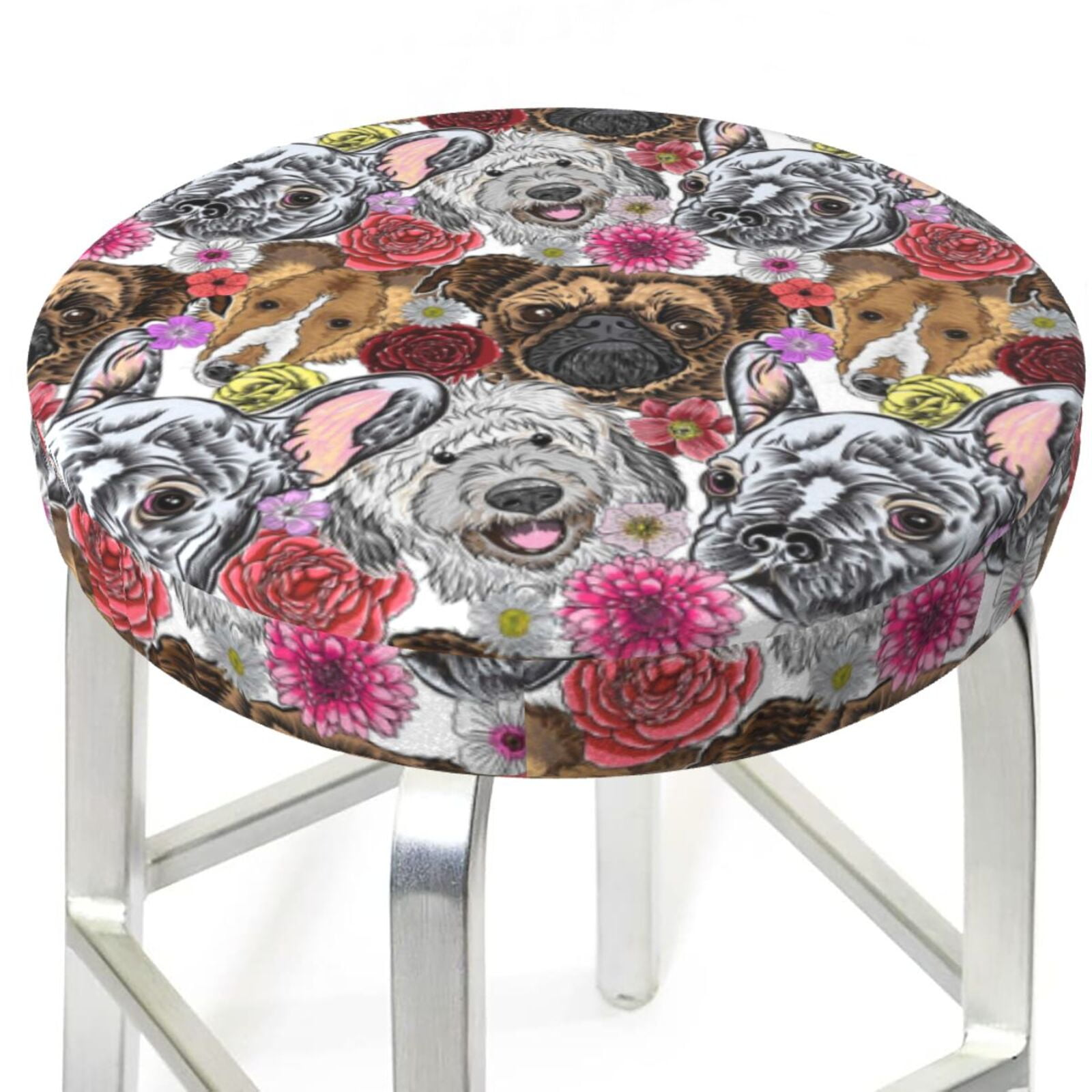 Bar Stool Covers Round, Cute Dogs Puppy1 Bar Stool Cushion Covers Seat ...