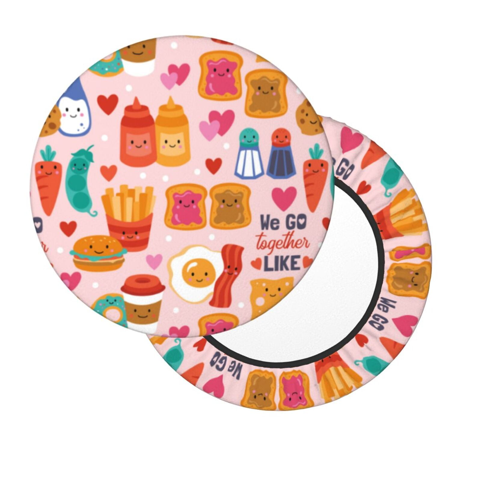 Bar Stool Covers Round - Cute Food Egg Bread Fries Soft Anti-Slip Round ...