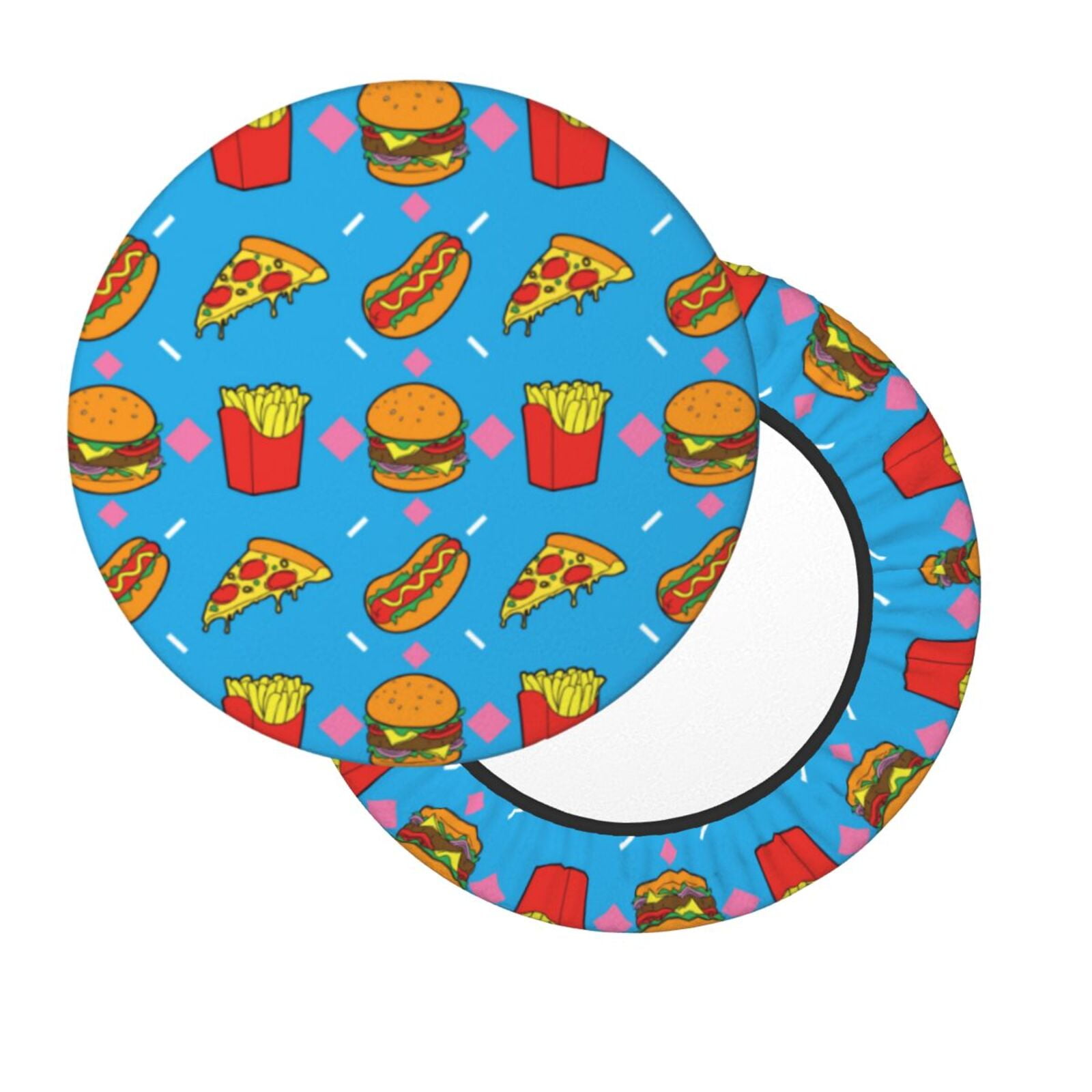 Bar Stool Covers Round - Cute Food Fries Burger Pizza Soft Anti-Slip ...