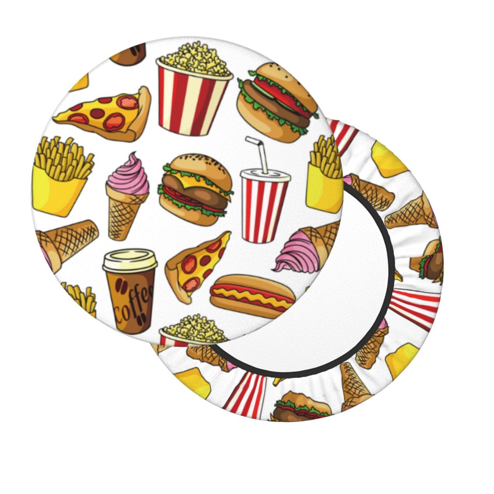 Bar Stool Covers Round - Cute Food Fries Pizza Drink Soft Anti-Slip ...