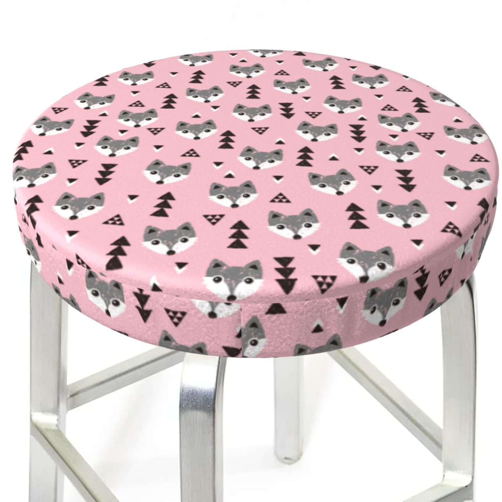 Bar Stool Covers Round, Cute Fox Pink Tree Bar Stool Cushion Covers ...
