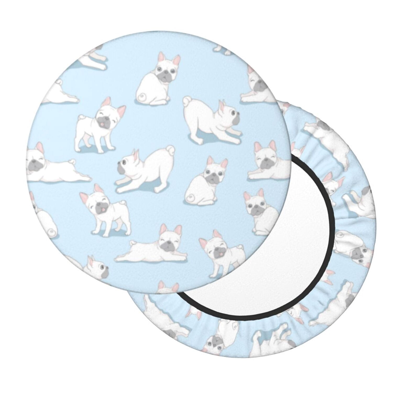 Bar Stool Covers Round - Cute French Bulldog Blue Soft Anti-Slip Round ...