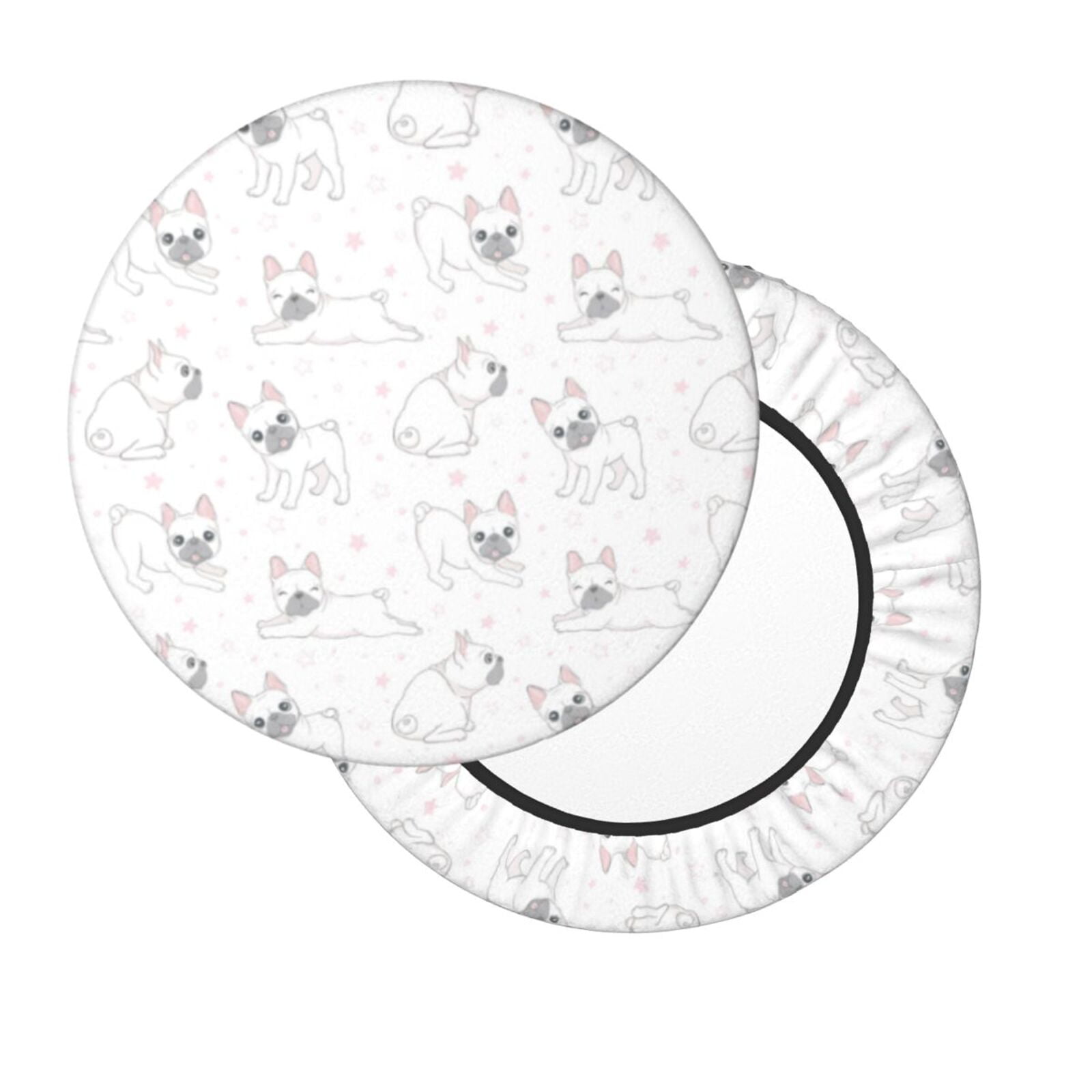 Bar Stool Covers Round - Cute French Bulldog Stars Soft Anti-Slip Round ...