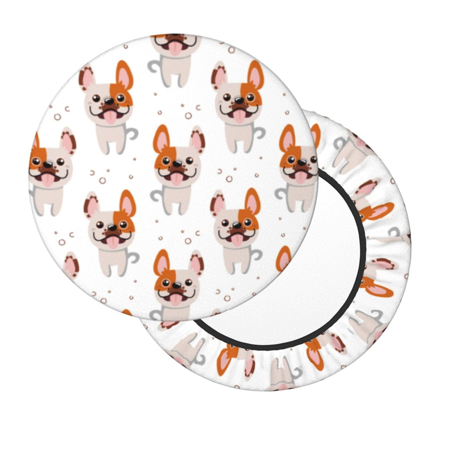 Bar Stool Covers Round - Cute French Bulldog White Soft Anti-Slip Round ...