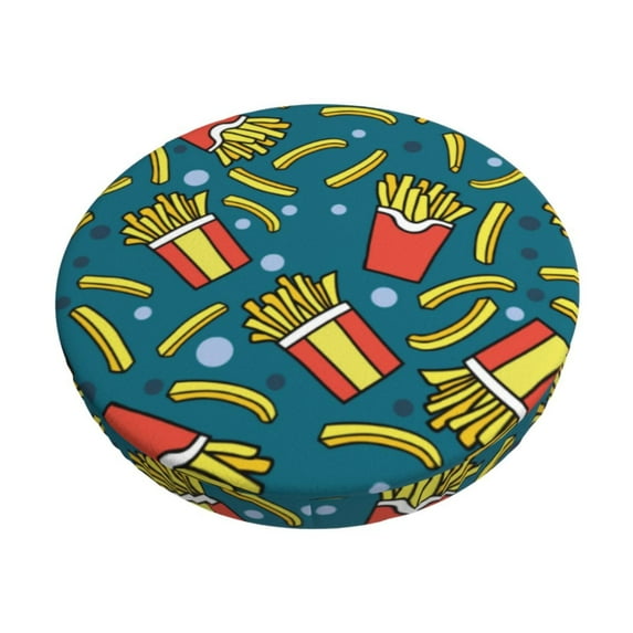 Bar Stool Covers Round, Cute Fries Blue Bar Stool Cushion Covers Seat ...