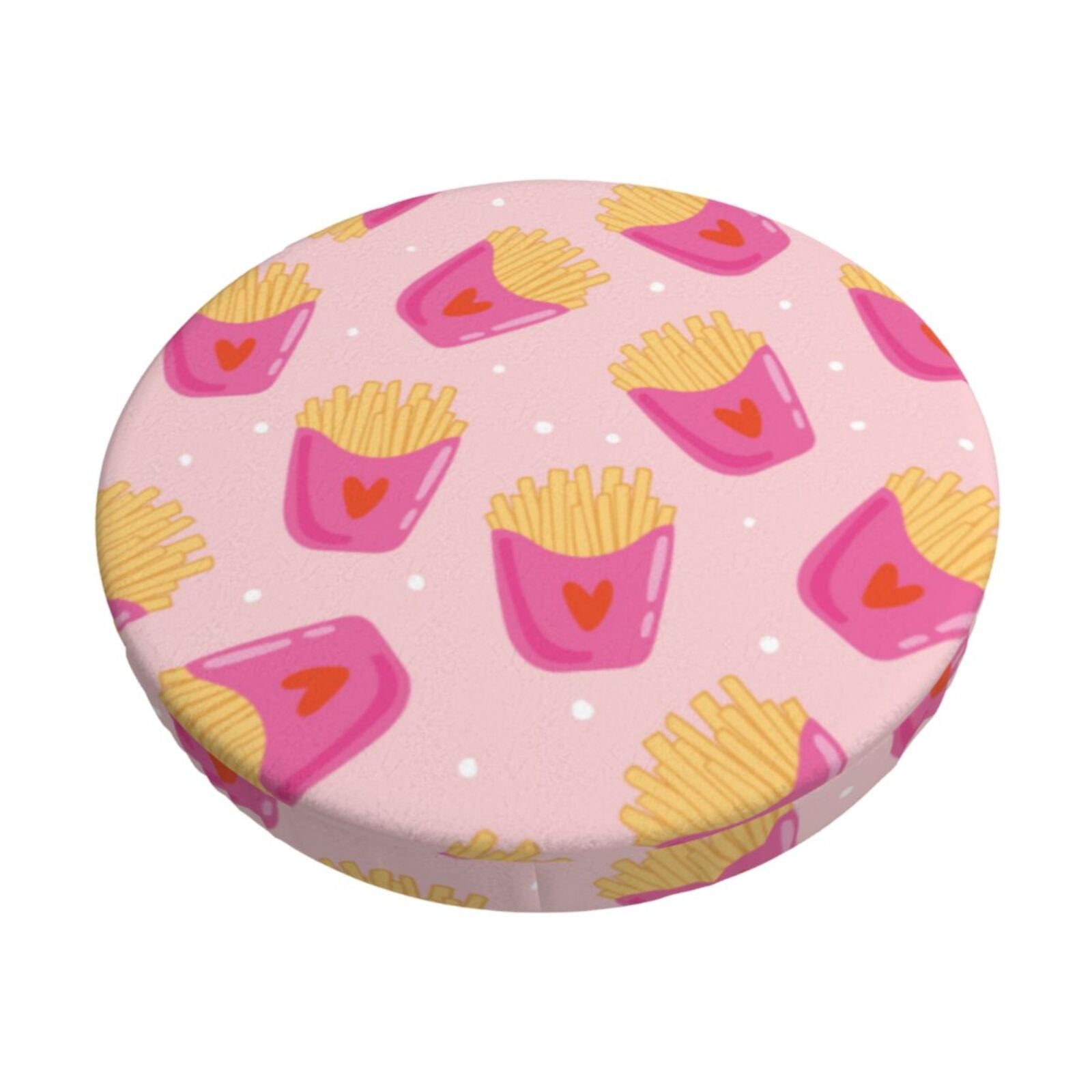 Bar Stool Covers Round, Cute Fries Red Love Bar Stool Cushion Covers ...