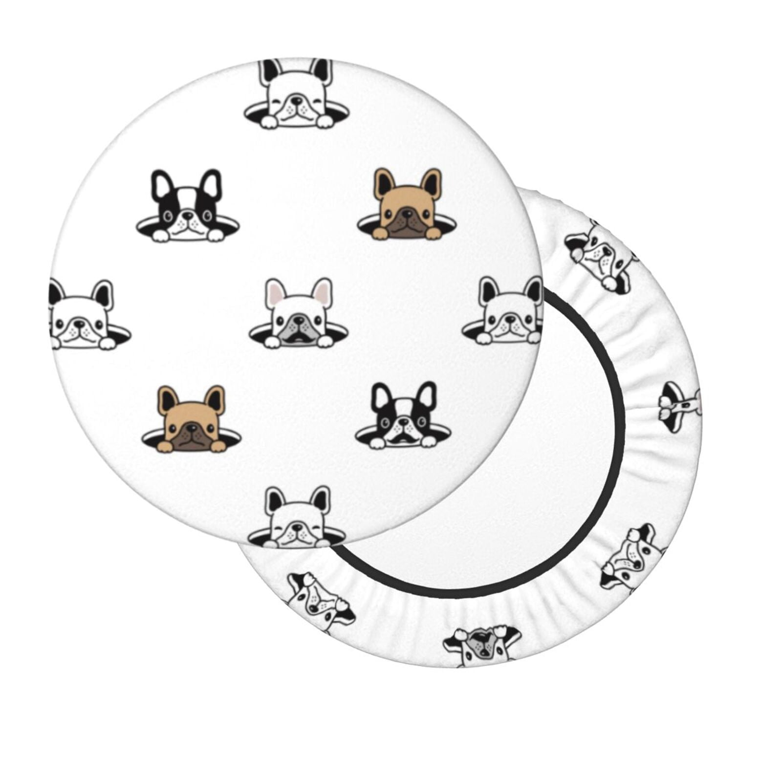 Bar Stool Covers Round - Cute Funny French Bulldog_A Soft Anti-Slip ...