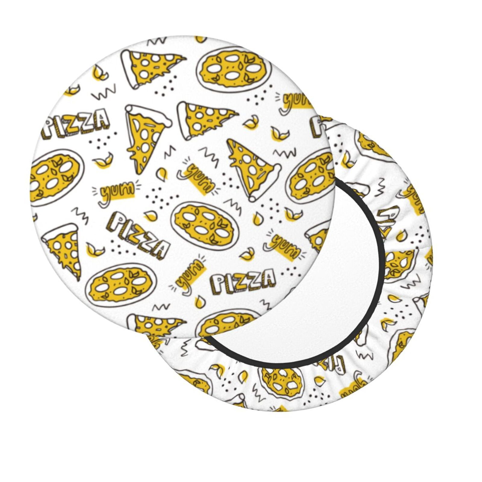 Bar Stool Covers Round - Cute Gold Pizza Soft Anti-Slip Round Chair ...