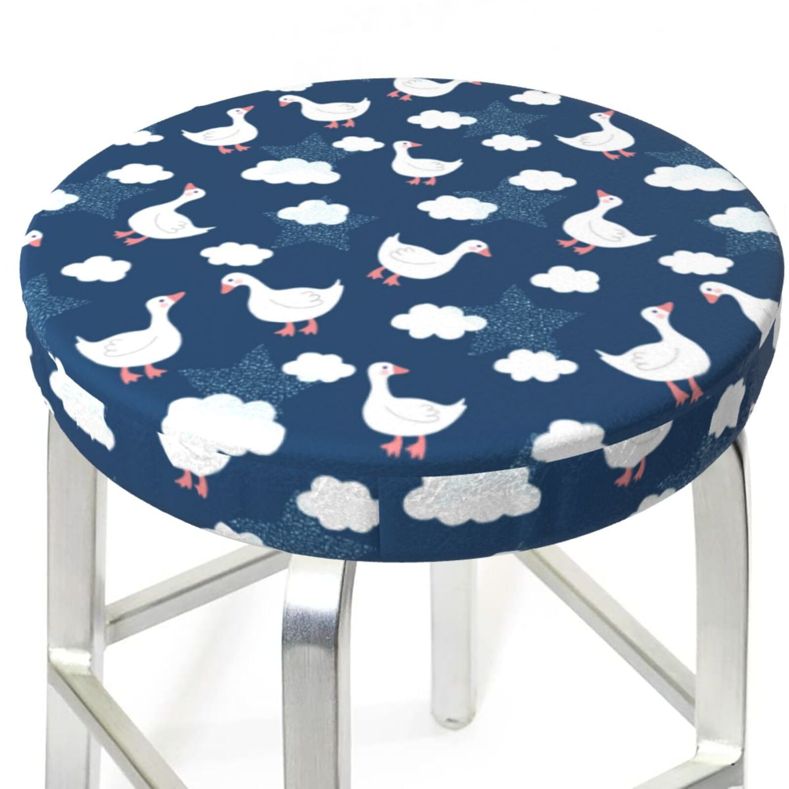 Bar Stool Covers Round, Cute Goose On Blue Sky Bar Stool Cushion Covers ...