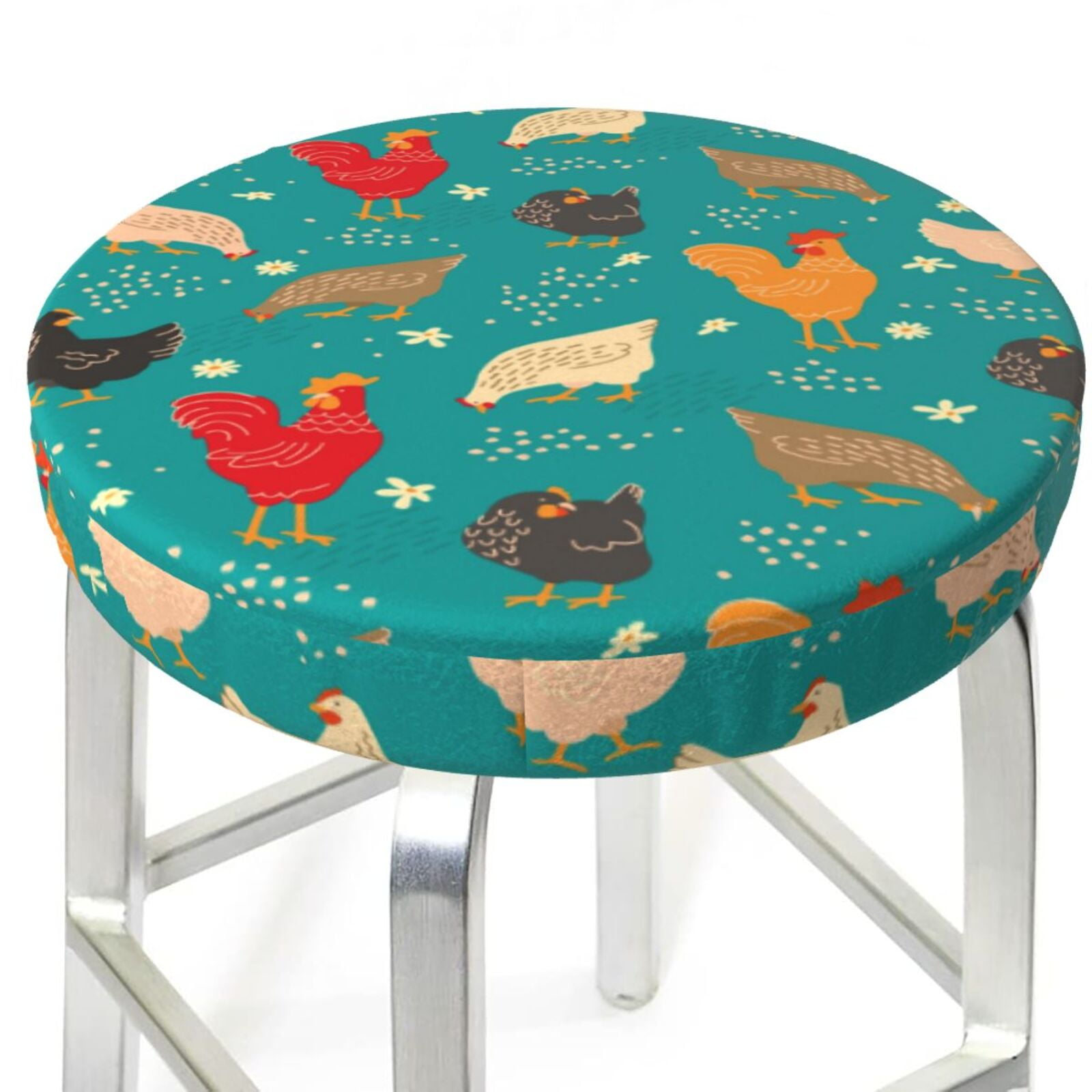 Bar Stool Covers Round, Cute Hens And Rooster Bar Stool Cushion Covers ...