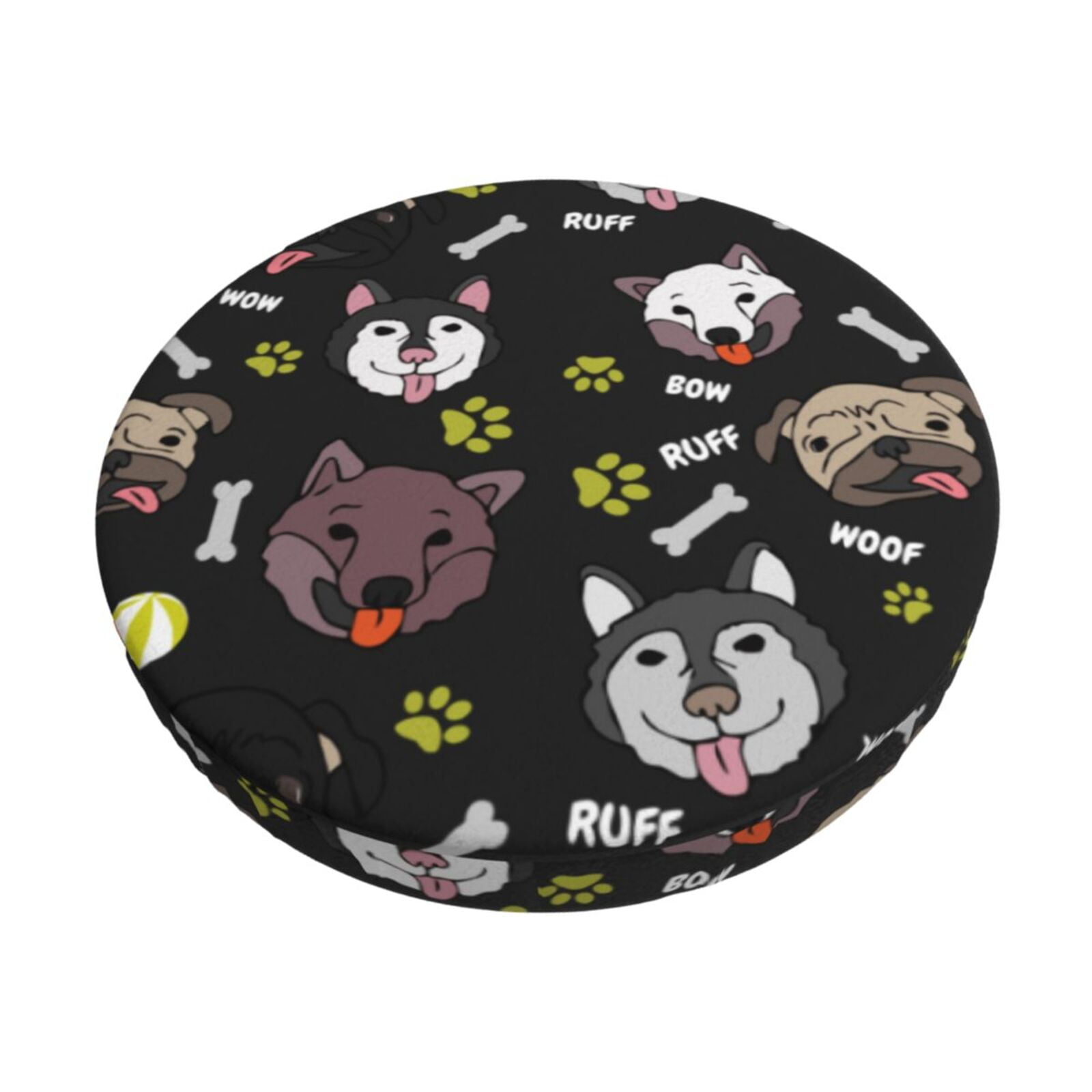 Bar Stool Covers Round, Cute Husky French Bulldog Funny Bar Stool ...