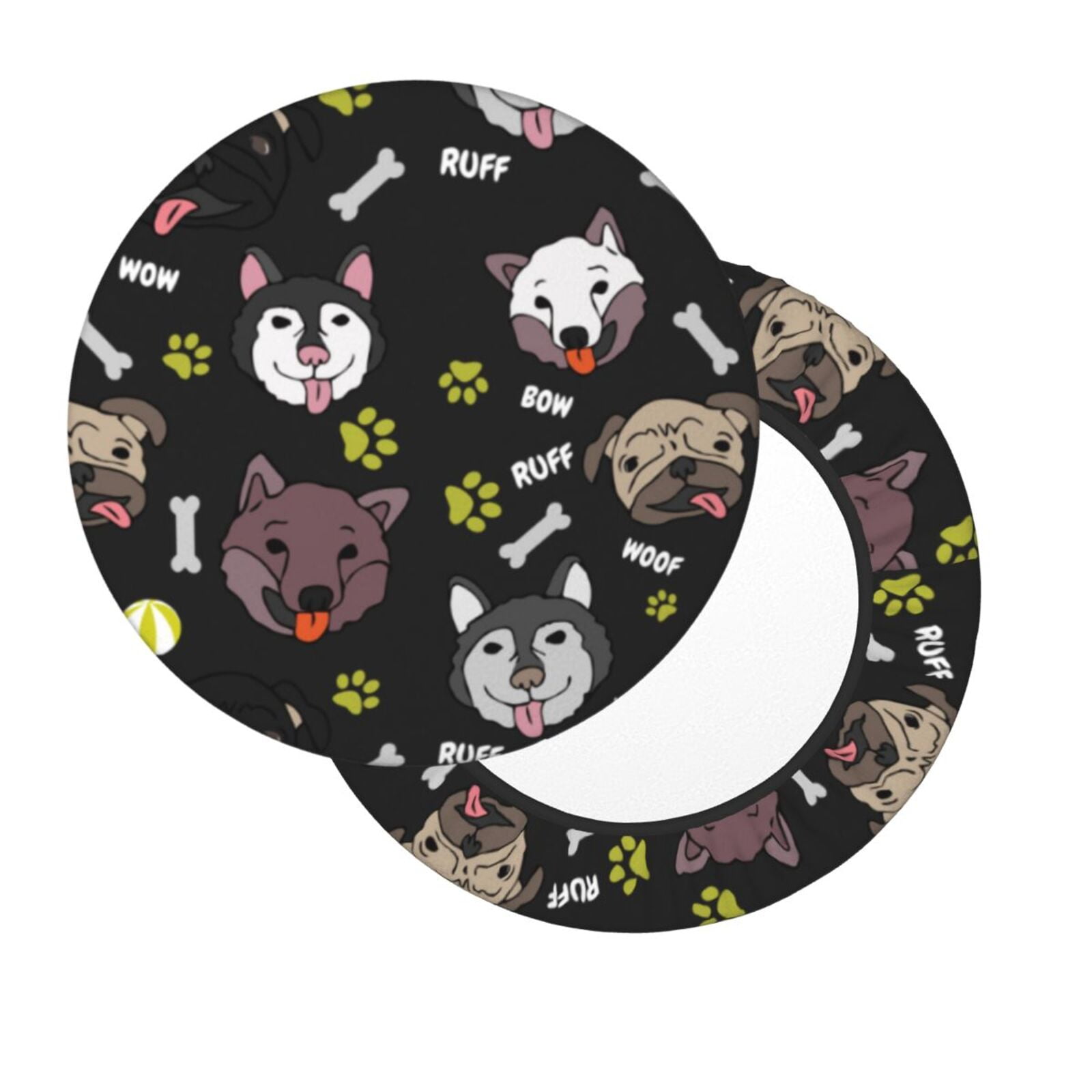 Bar Stool Covers Round - Cute Husky French Bulldog Funny Soft Anti-Slip ...