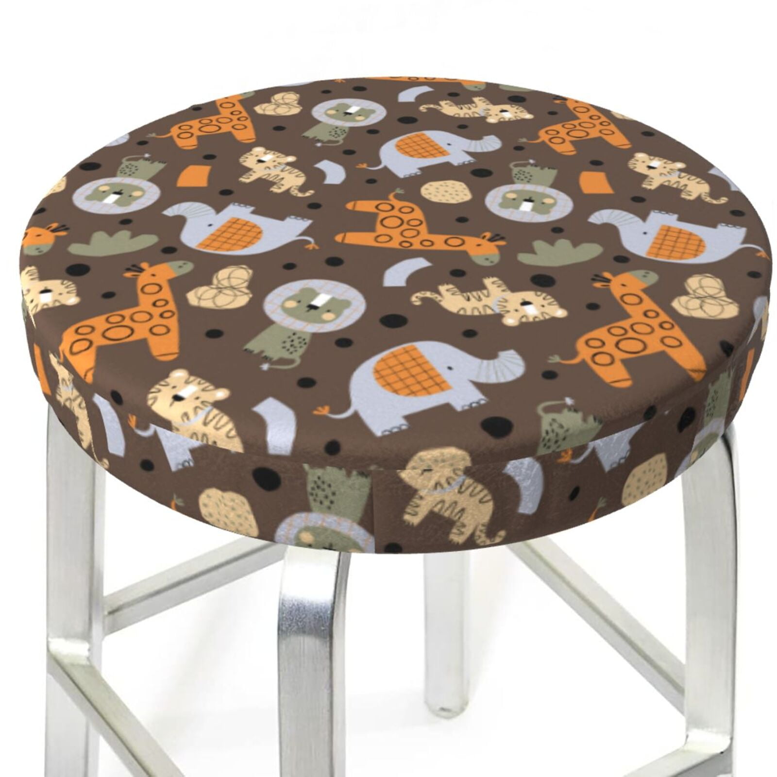 Bar Stool Covers Round, Cute Lion Tiger Bar Stool Cushion Covers Seat ...