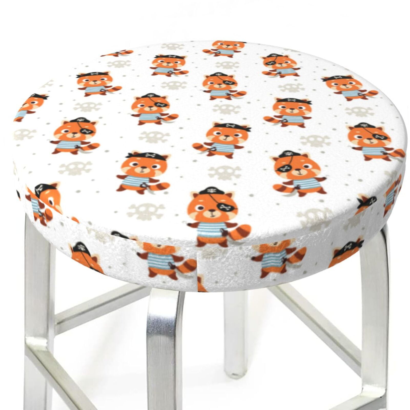Bar Stool Covers Round, Cute Little Pirate Red Panda Bar Stool Cushion ...