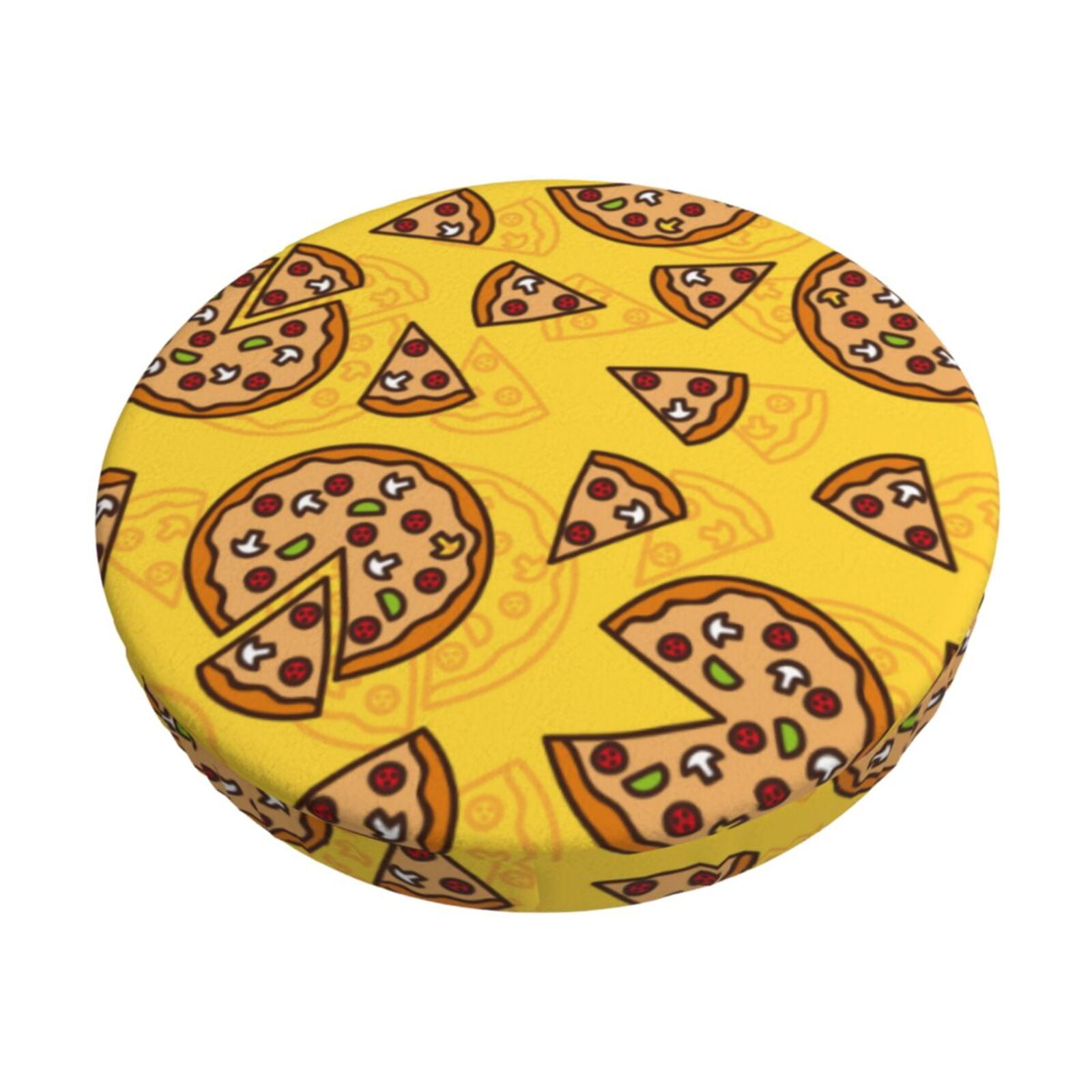 Bar Stool Covers Round, Cute Mushrooms Pizza Bar Stool Cushion Covers ...