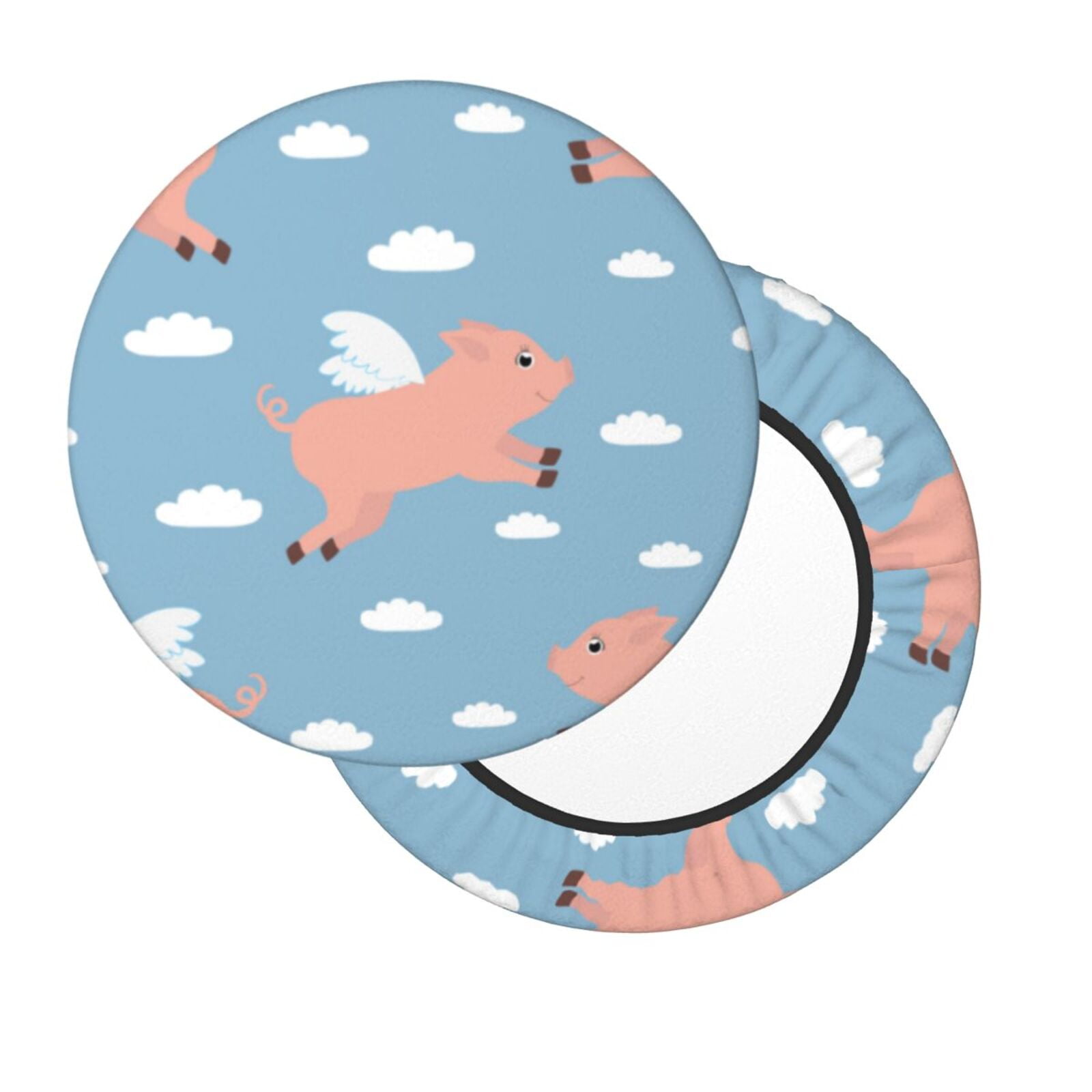 Bar Stool Covers Round - Cute Pig With Wings Soft Anti-Slip Round Chair ...