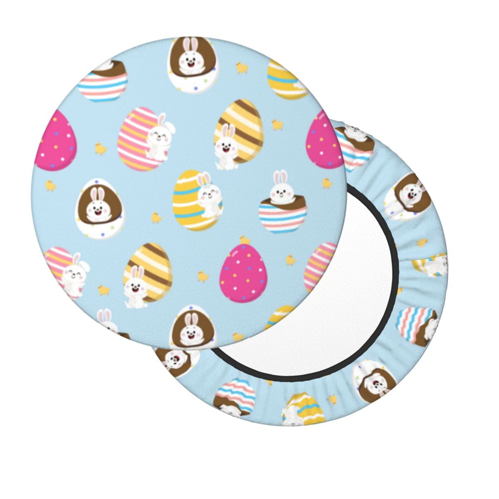 Bar Stool Covers Round - Cute Rabbit Pattern Egg Blue Soft Anti-Slip ...