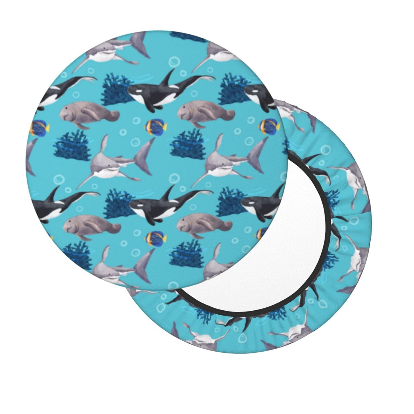 Bar Stool Covers Round - Cute Shark Seal Whale Water Plant Soft Anti ...