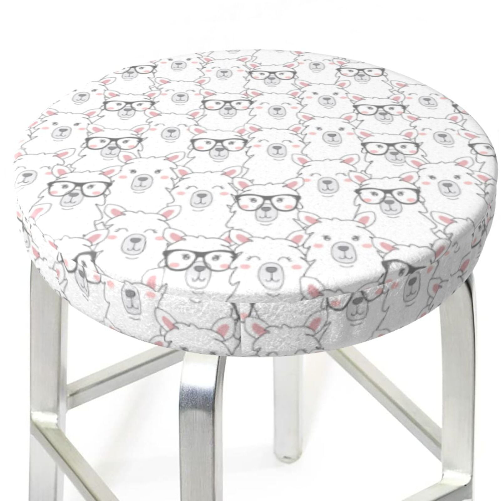 Bar Stool Covers Round, Cute alpaca llama Glasses funny Bar Stool ...