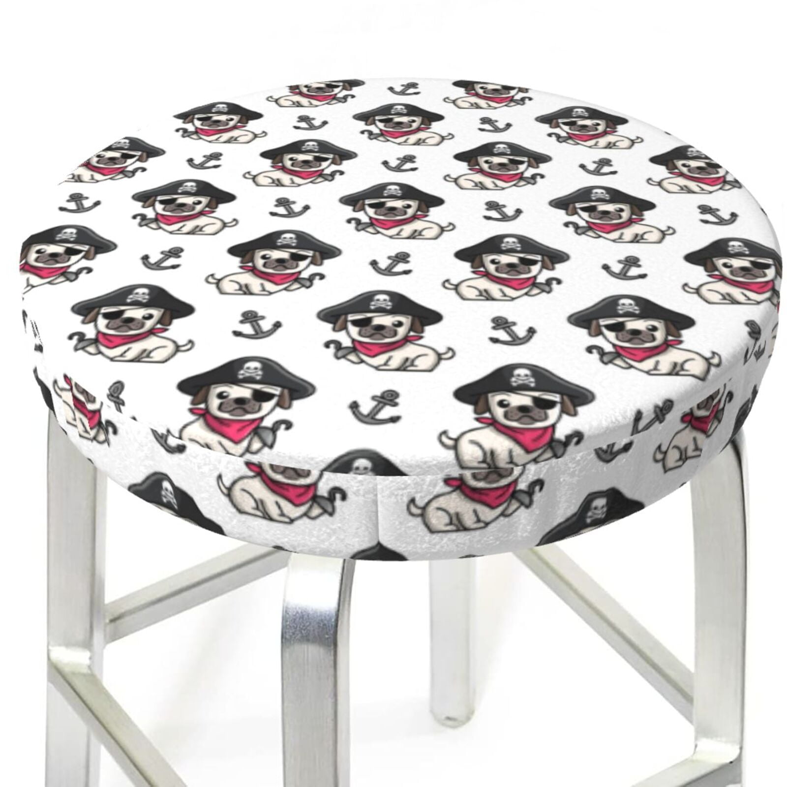 Bar Stool Covers Round, DOG IS WEARING PIRATE COSTUME Bar Stool Cushion ...