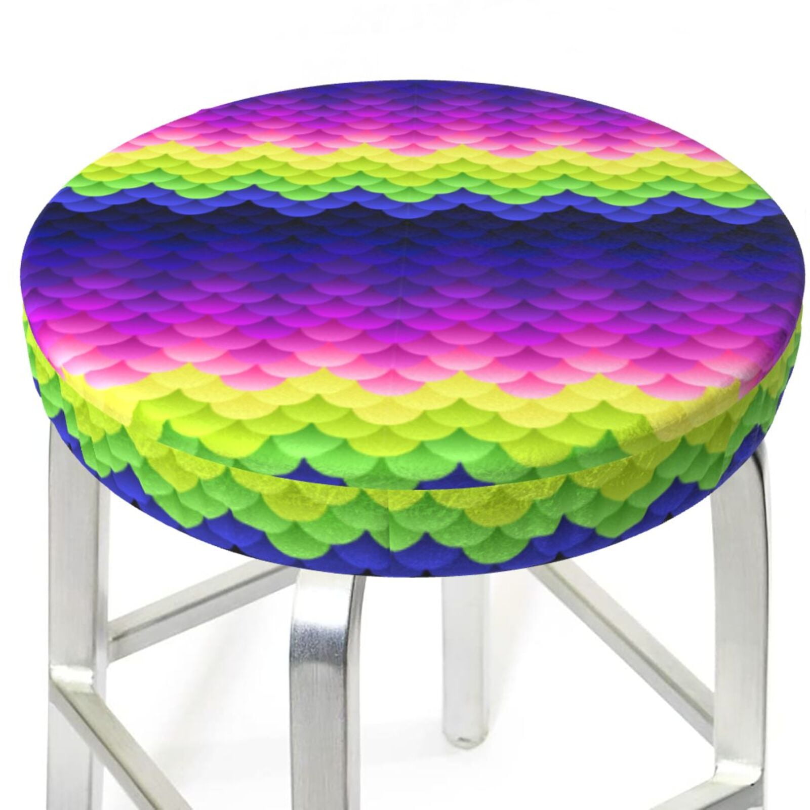Bar Stool Covers Round, Dark bright blue pink blobs Bar Stool Cushion ...