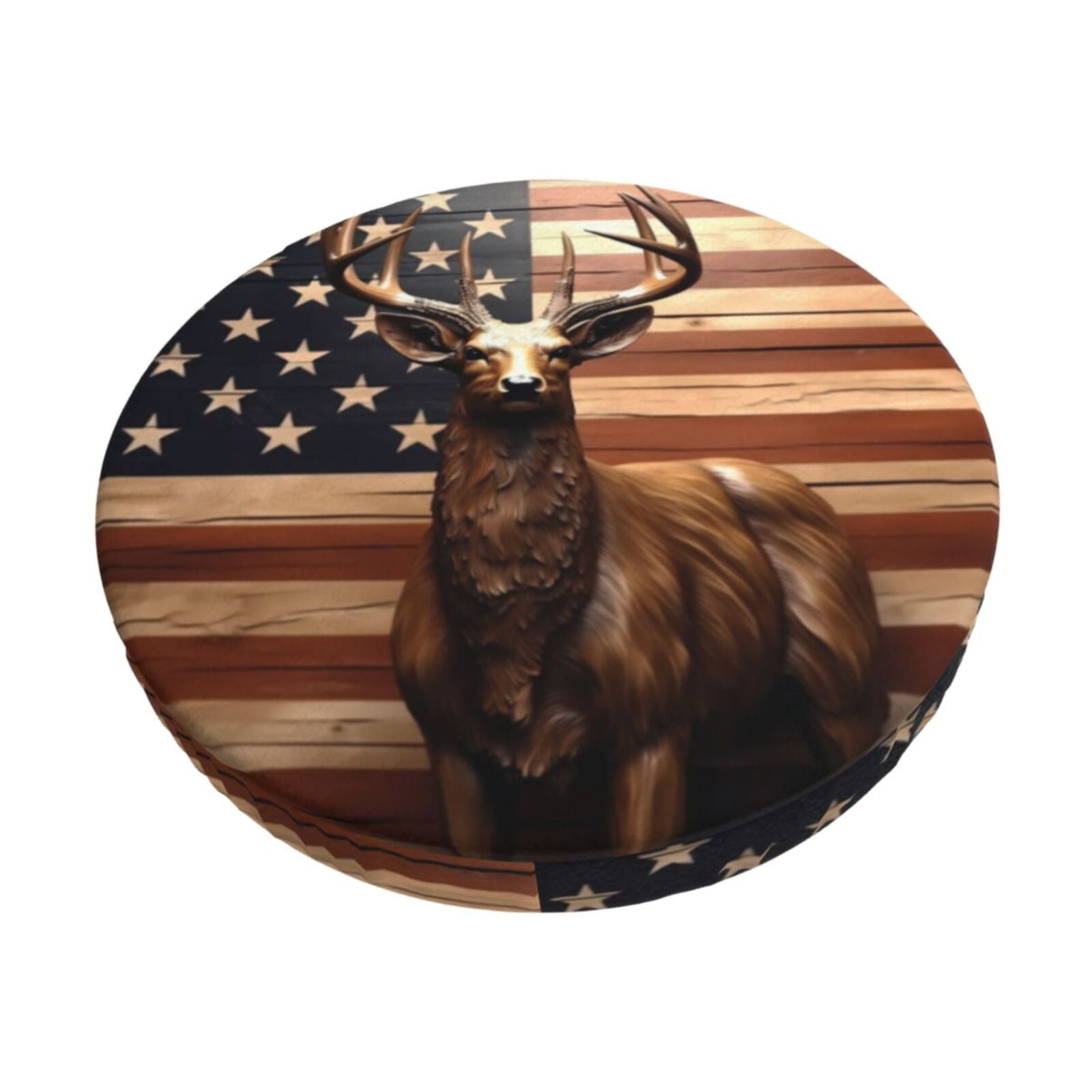 Bar Stool Covers Round, Deer American Flag Vintage Bar Stool Cushion ...