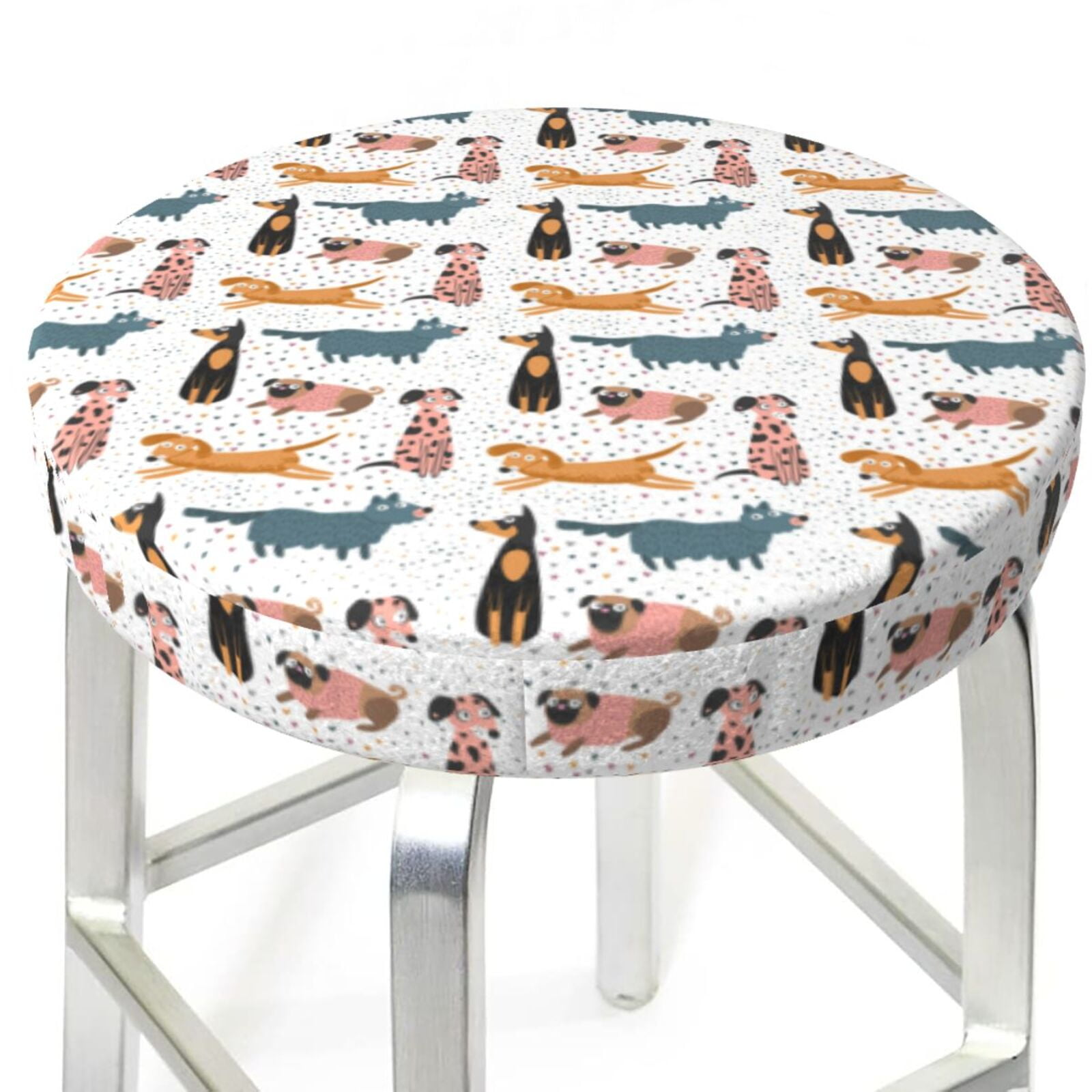 Bar Stool Covers Round, Dogs Pug Bar Stool Cushion Covers Seat Cushion ...