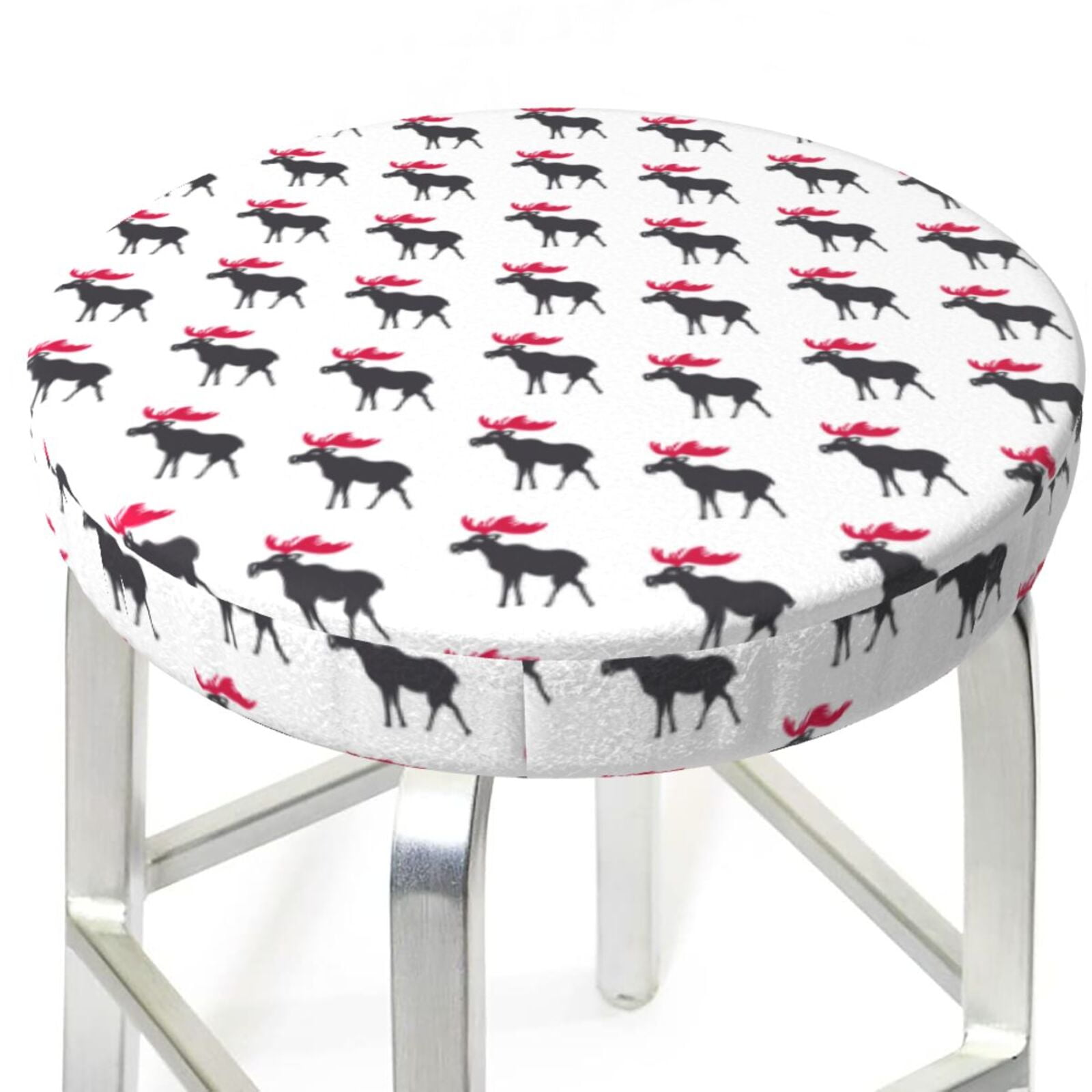 Bar Stool Covers Round, Elk Moose cartoon cute Bar Stool Cushion Covers ...