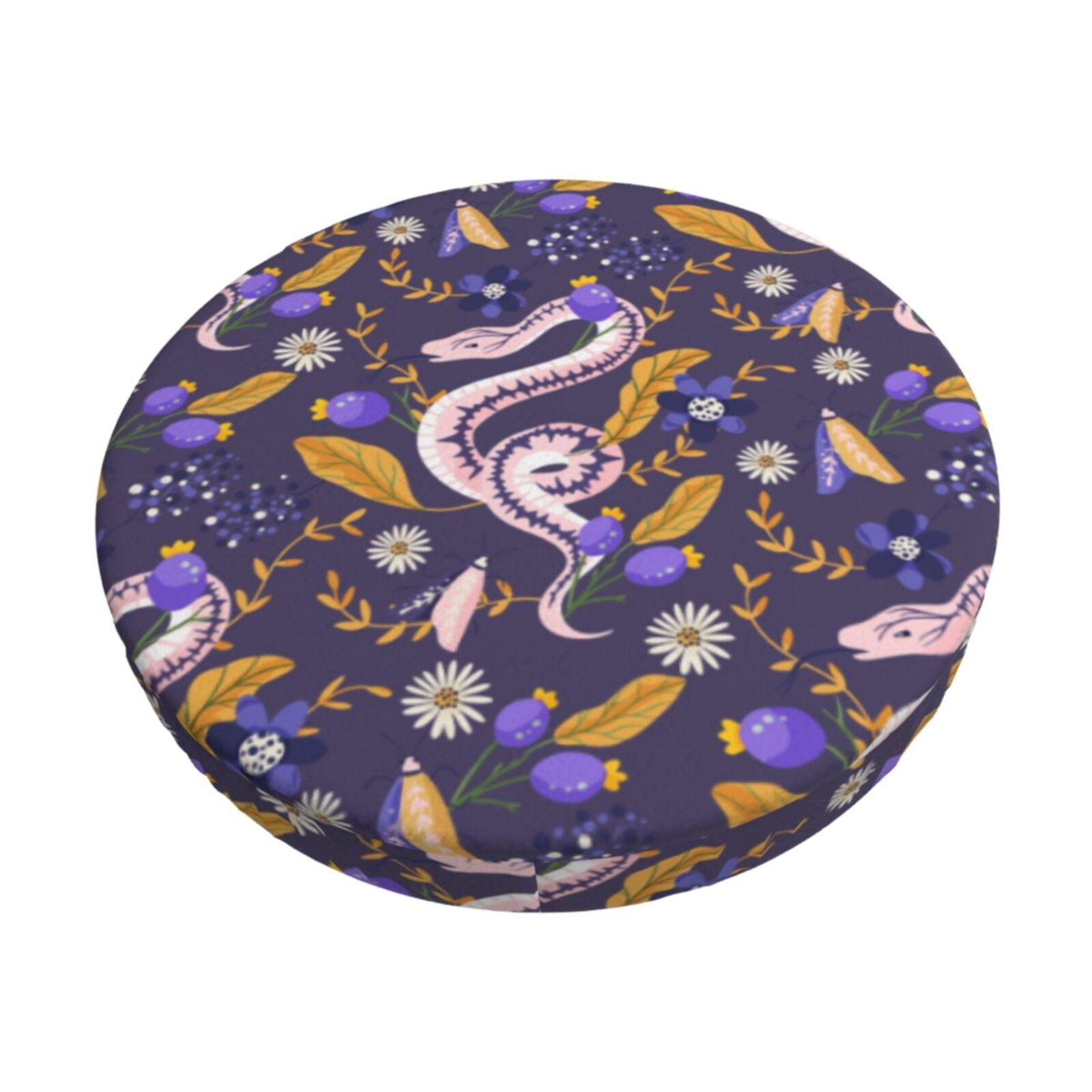 Bar Stool Covers Round, Exotic Cute Snake Plant Purple Bar Stool ...