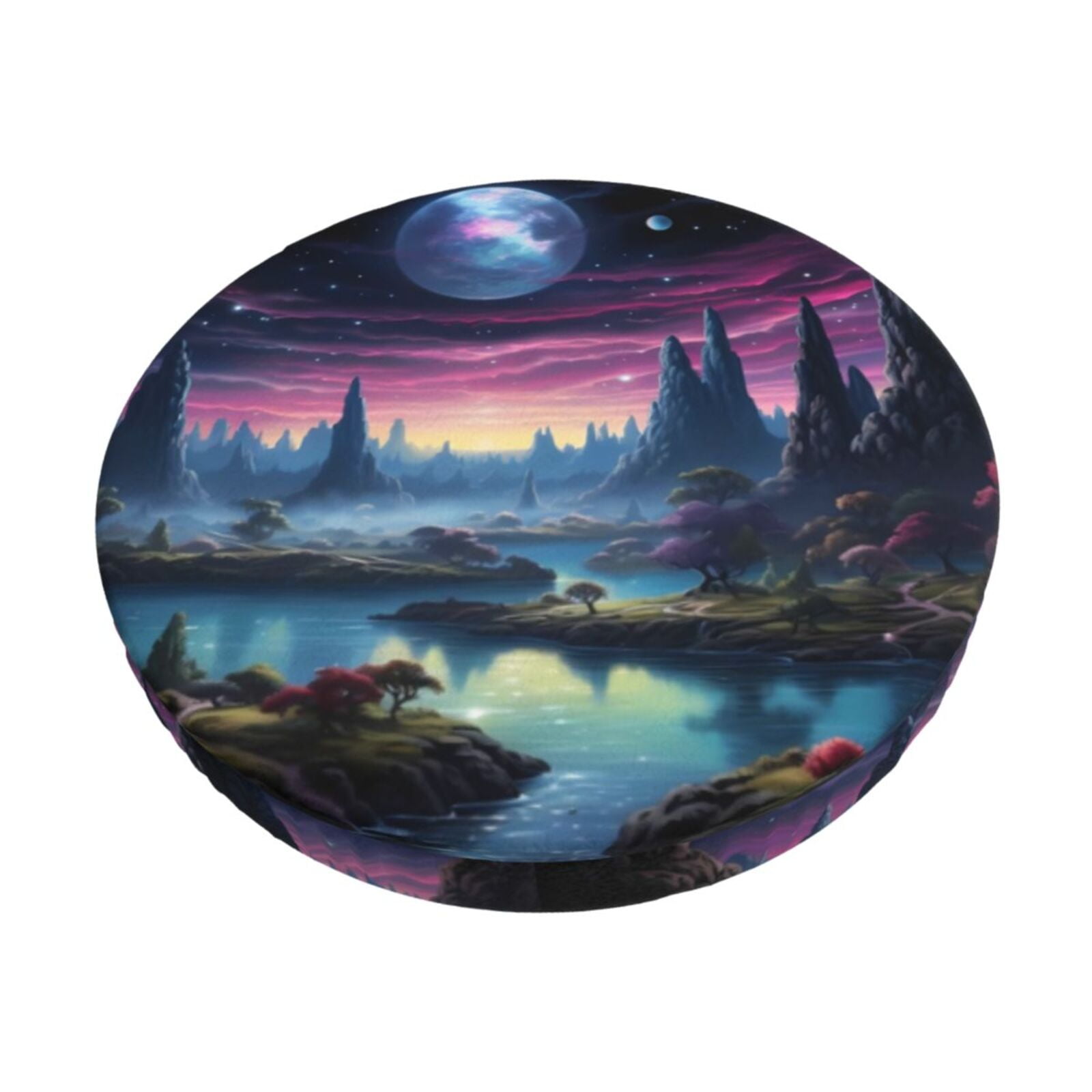 Bar Stool Covers Round, Fantasy Landscape Starry Night Bar Stool ...