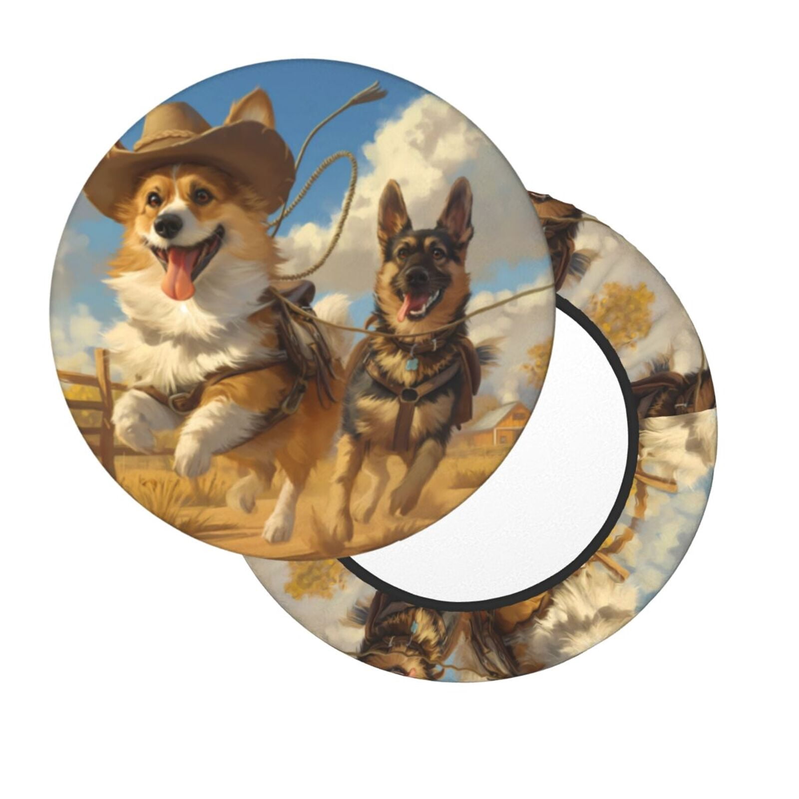 Bar Stool Covers Round - Farm Corgi German Shepherd Soft Anti-Slip ...