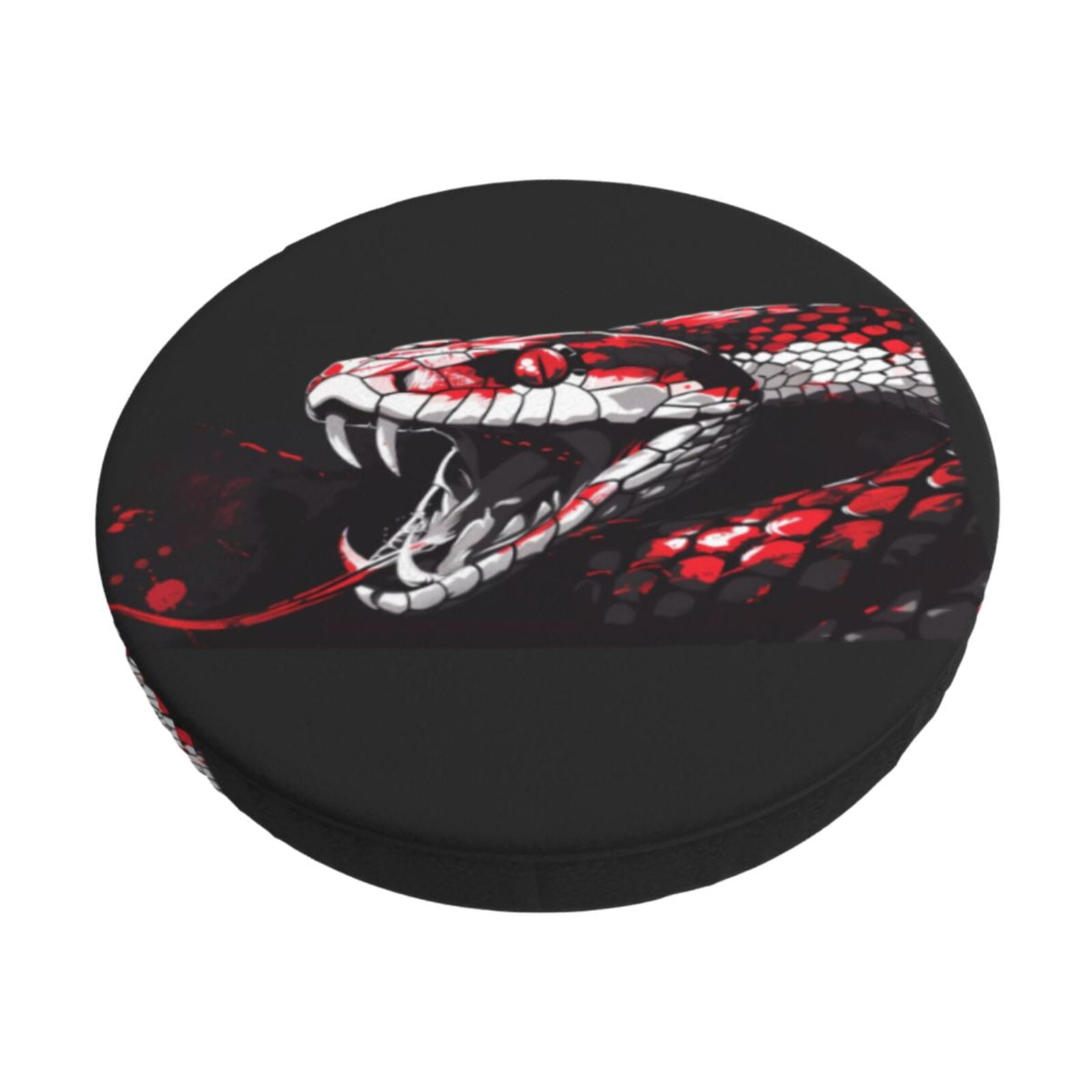Bar Stool Covers Round, Fierce Red Viper Graphic Art Bar Stool Cushion ...