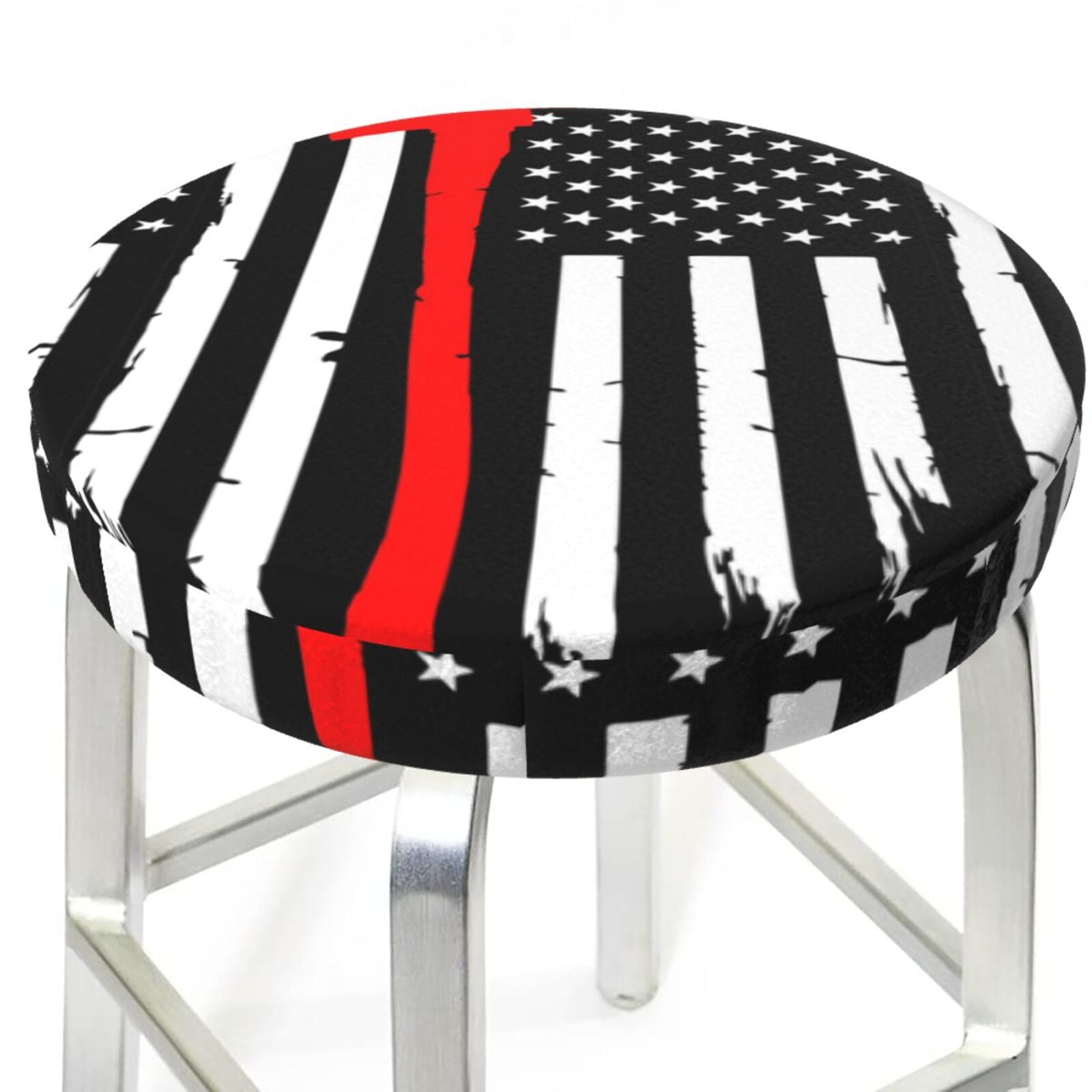 Bar Stool Covers Round, Firefighters USA Flag Bar Stool Cushion Covers ...