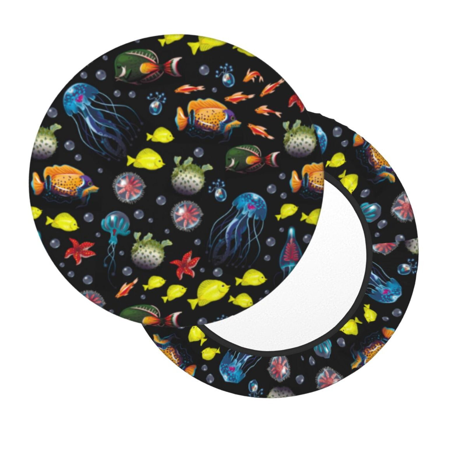 Bar Stool Covers Round - Fish Jellyfish Starfish Soft Anti-Slip Round ...