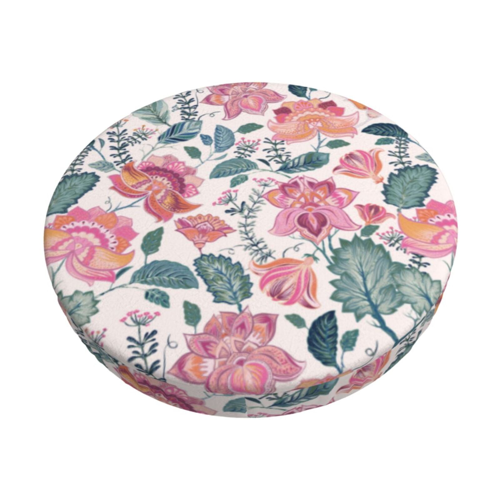 Bar Stool Covers Round, Flower Leaves Bar Stool Cushion Covers Seat ...