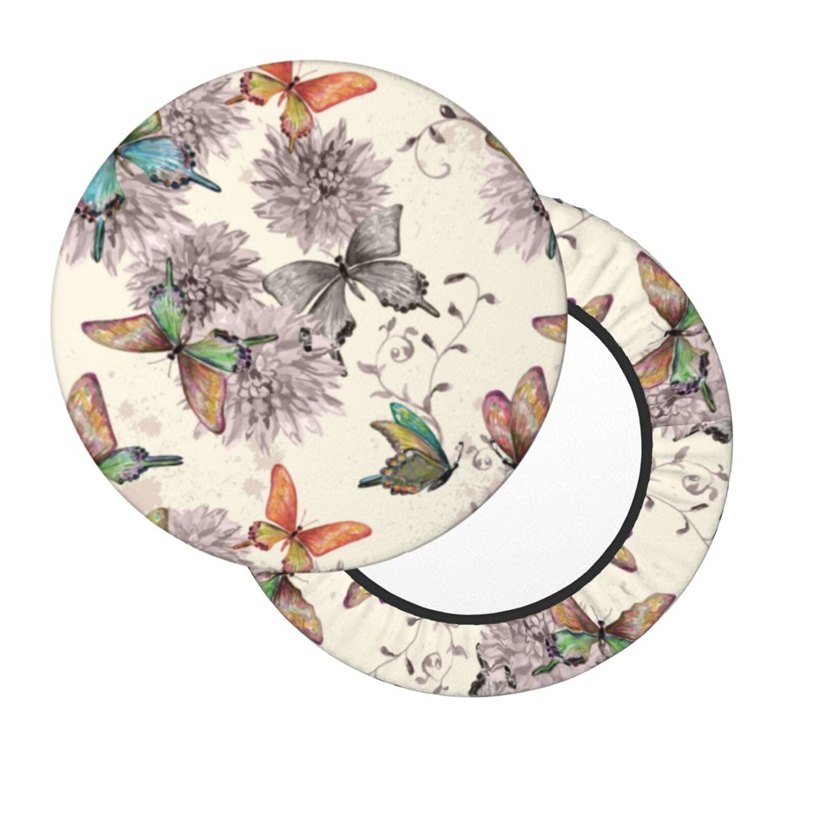 Bar Stool Covers Round - Flying Butterflies-1 Soft Anti-Slip Round ...