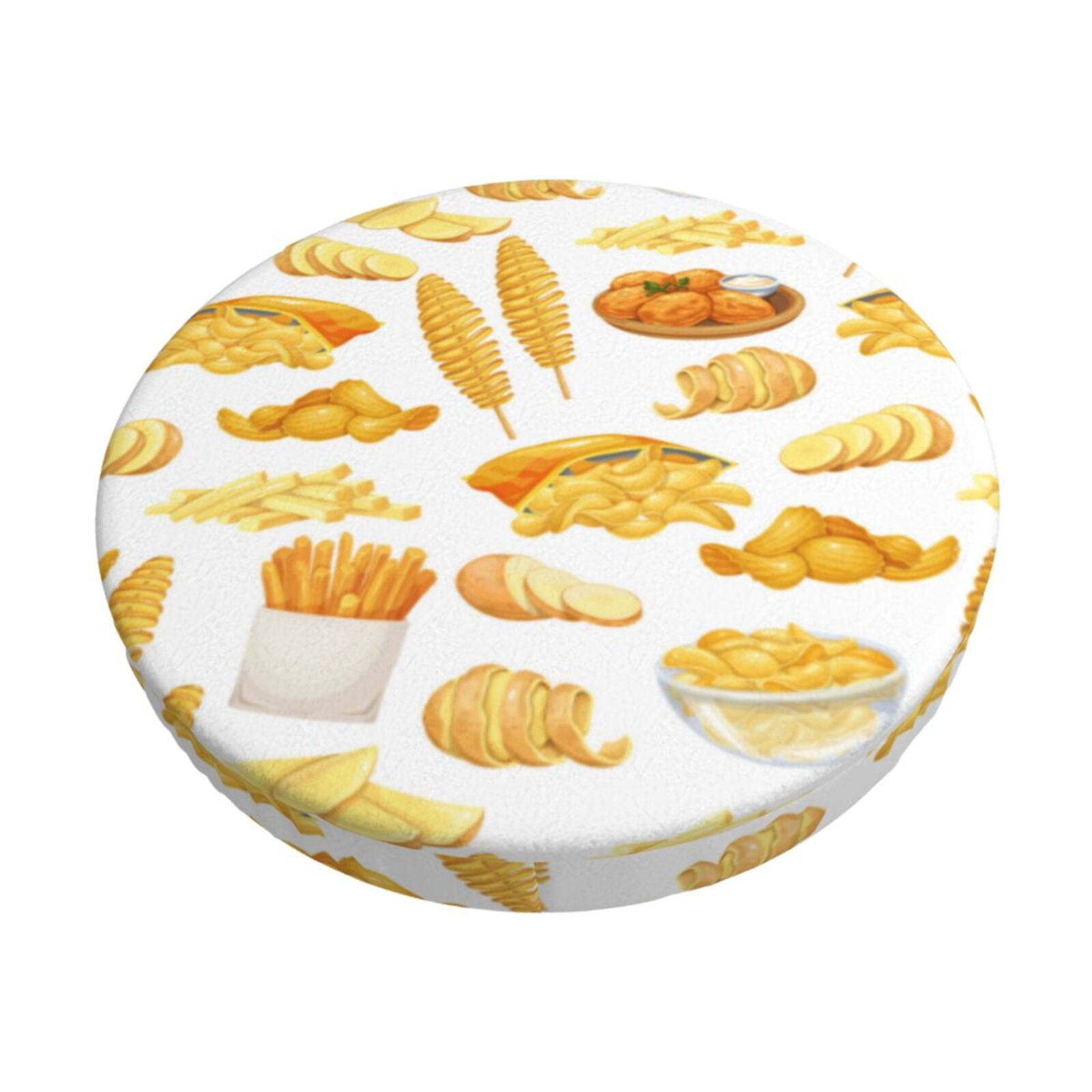 Bar Stool Covers Round, Fries Potato Chips Bar Stool Cushion Covers ...