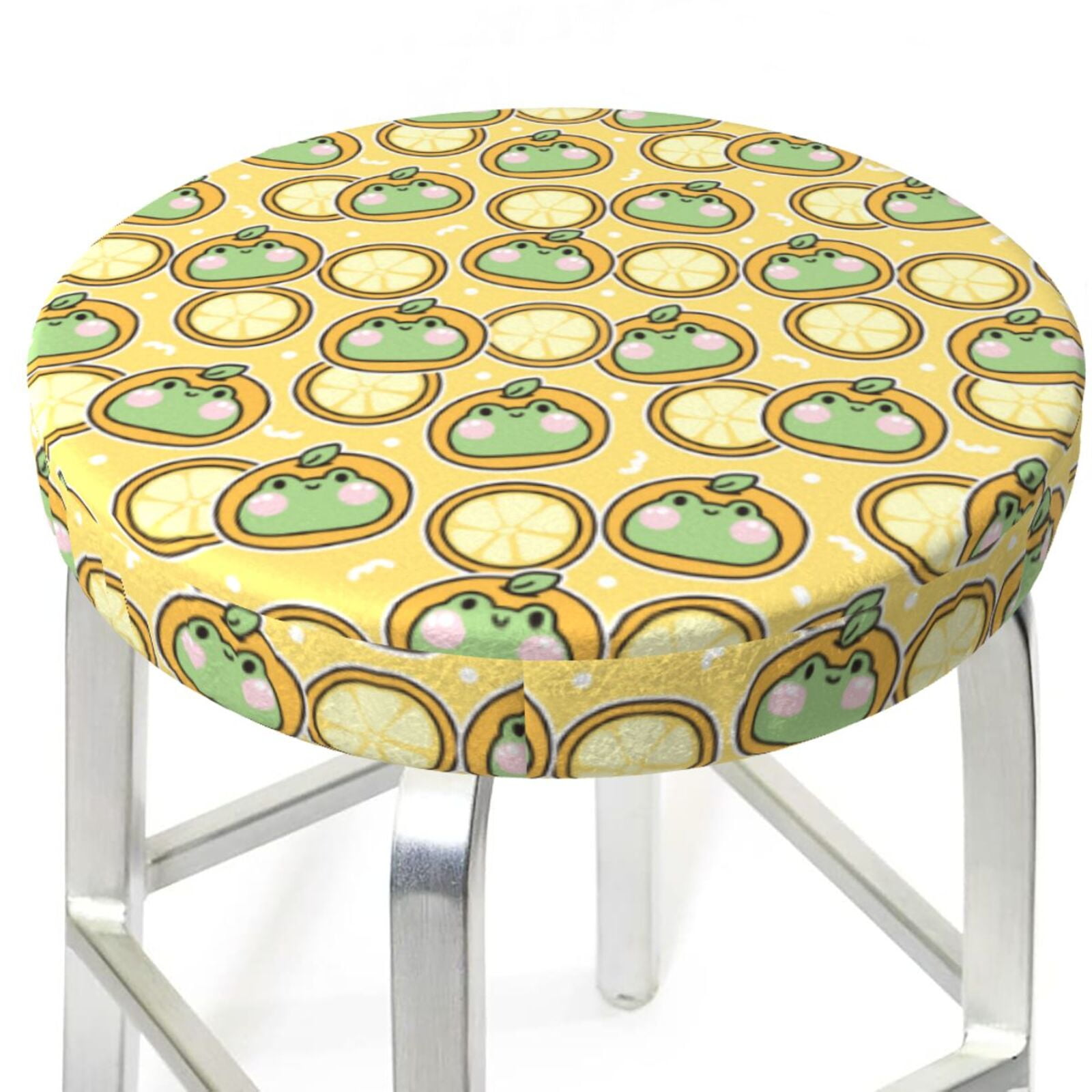 Bar Stool Covers Round, Frog In Orange Hat Bar Stool Cushion Covers ...