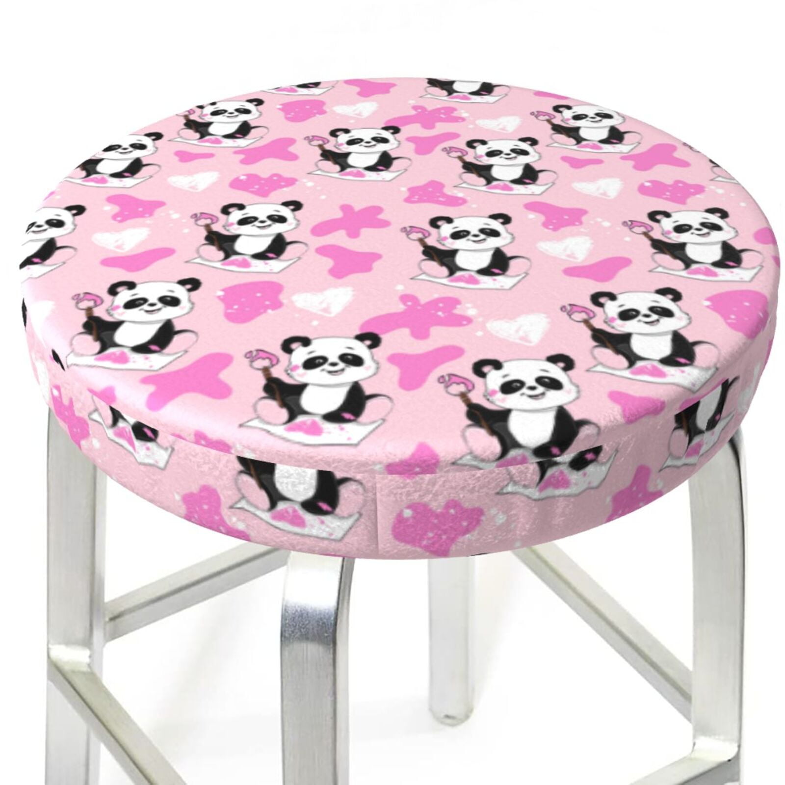 Bar Stool Covers Round, Funny Panda Draws A Heart Bar Stool Cushion ...