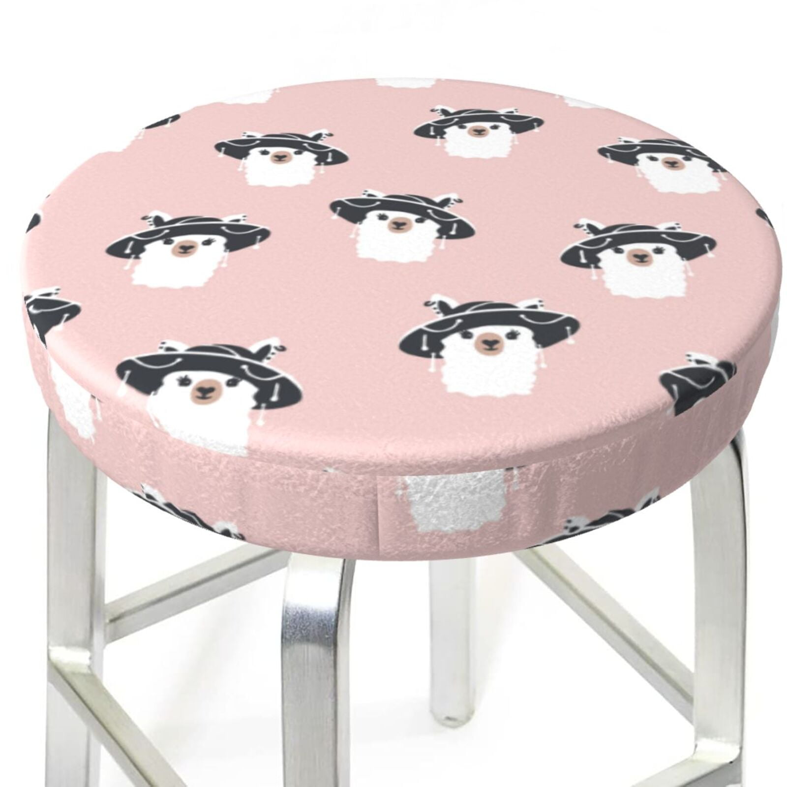 Bar Stool Covers Round, Funny cute lami llama hat Bar Stool Cushion ...