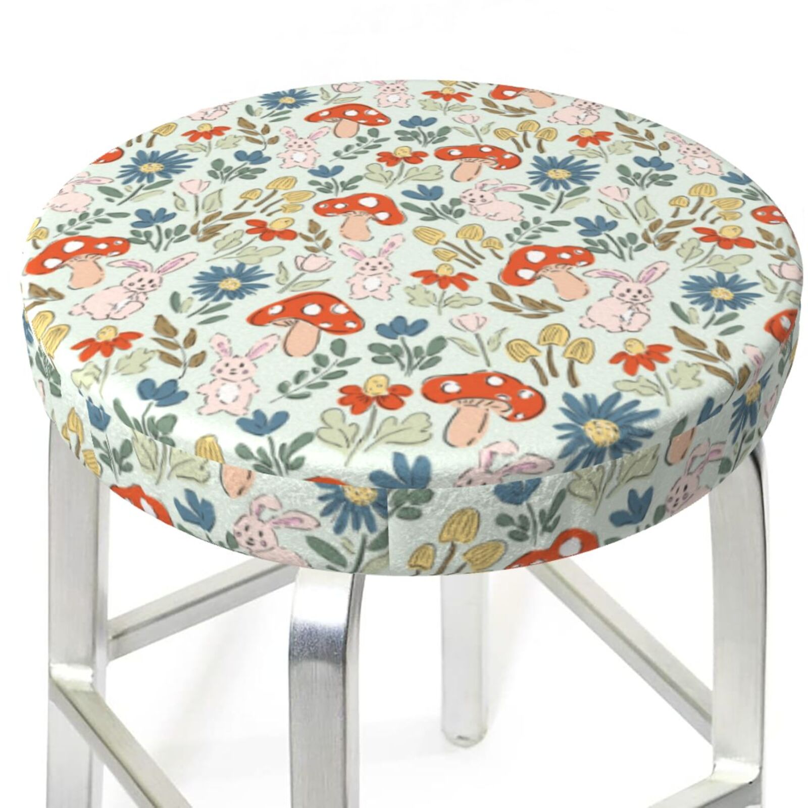 Bar Stool Covers Round, Garden Of Little Bunnies Bar Stool Cushion ...