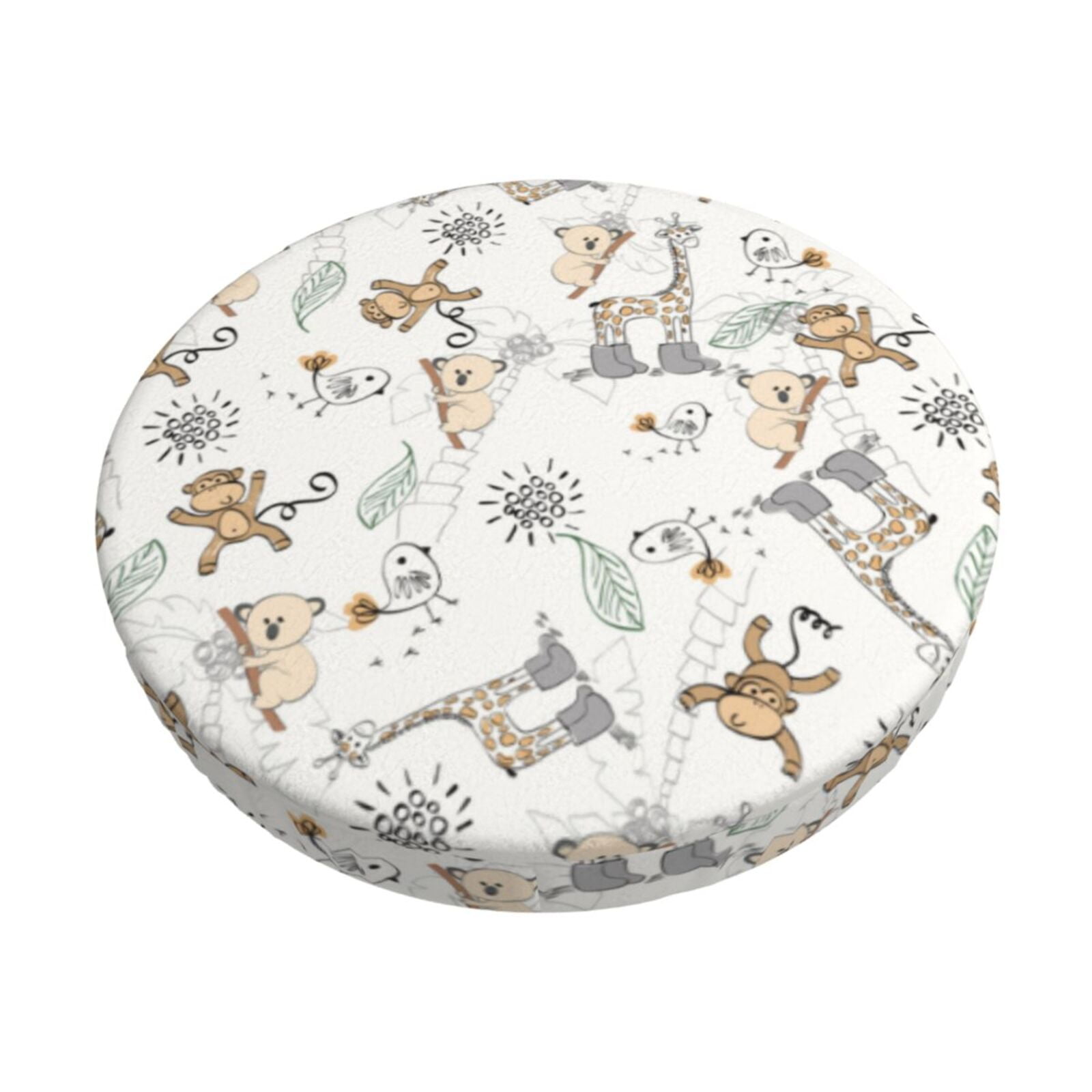 Bar Stool Covers Round, Giraffe Monkey Bar Stool Cushion Covers Seat ...