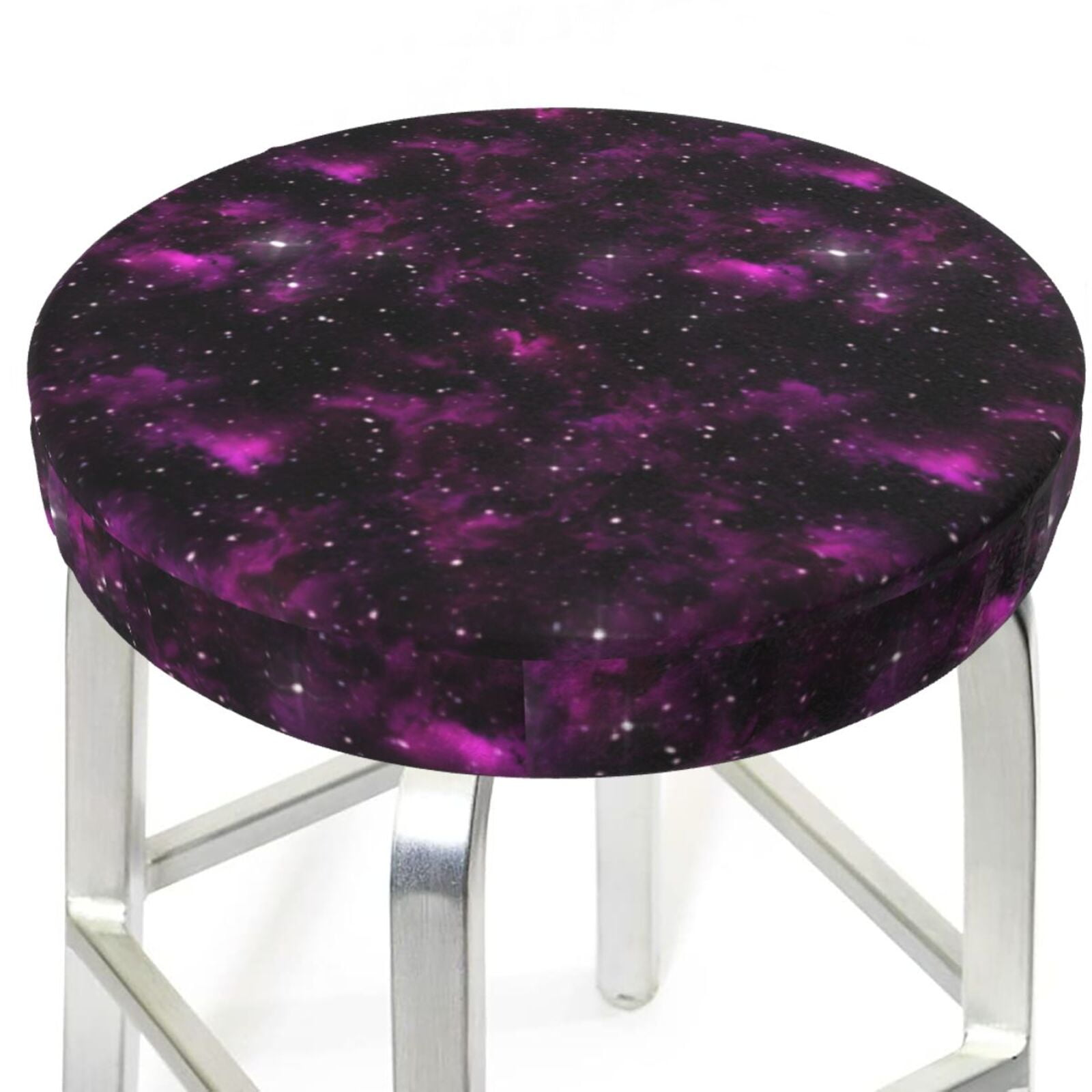 Bar Stool Covers Round, Glitter starry texture purple Bar Stool Cushion Covers Seat Cushion with ...