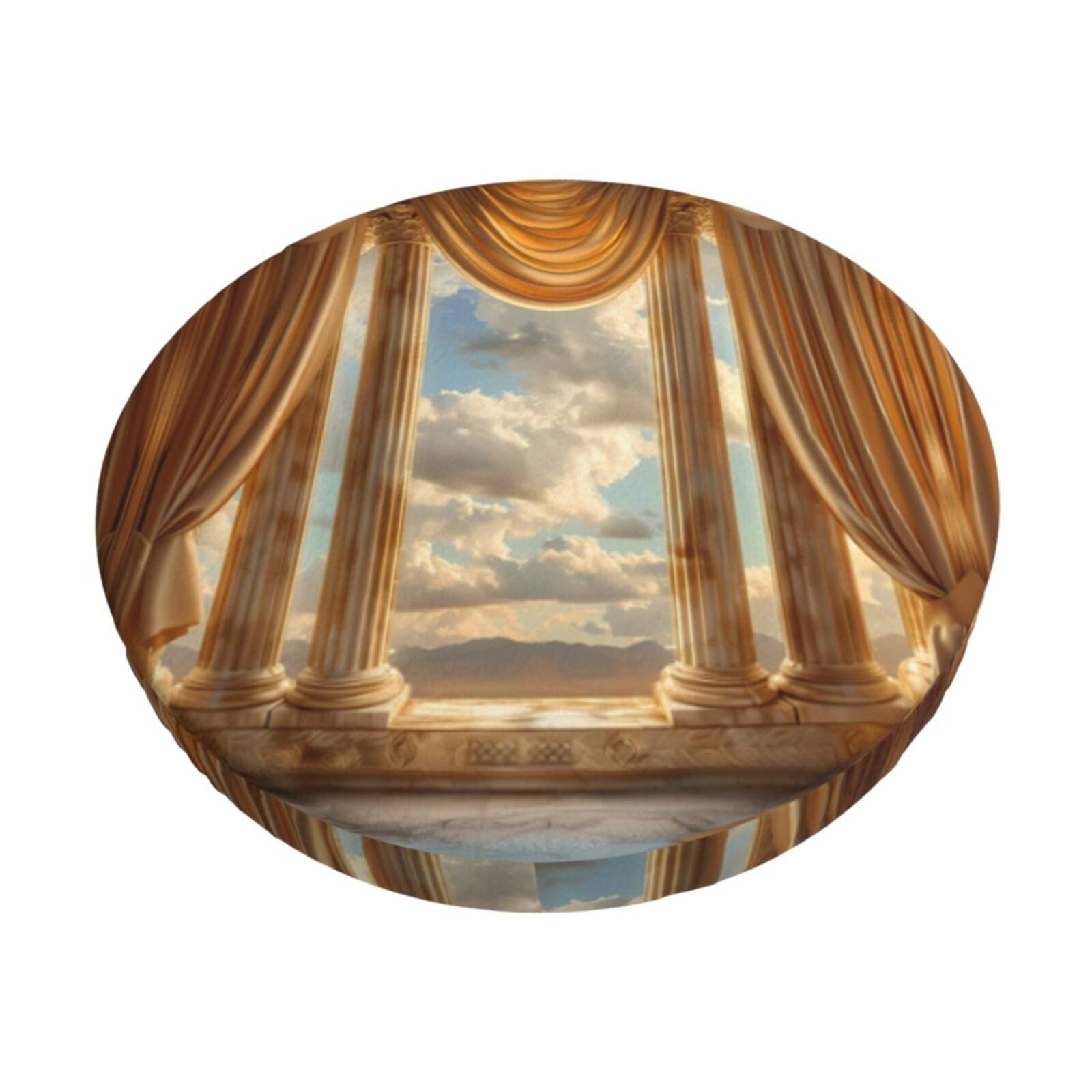 Bar Stool Covers Round, Golden Drapes Pillars Clouds Bar Stool Cushion ...