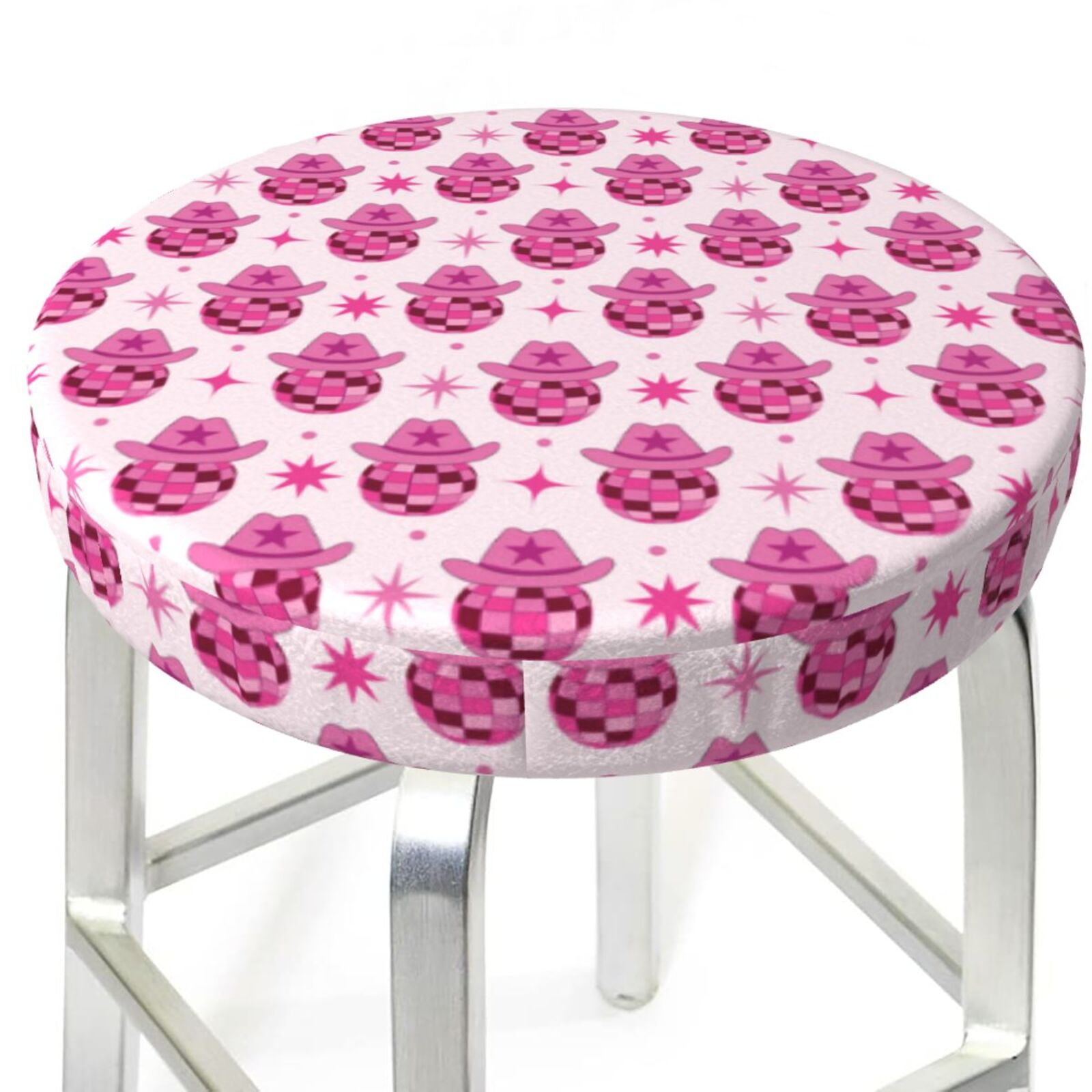 Bar Stool Covers Round, Groovy Pink Disco Balls Bar Stool Cushion ...