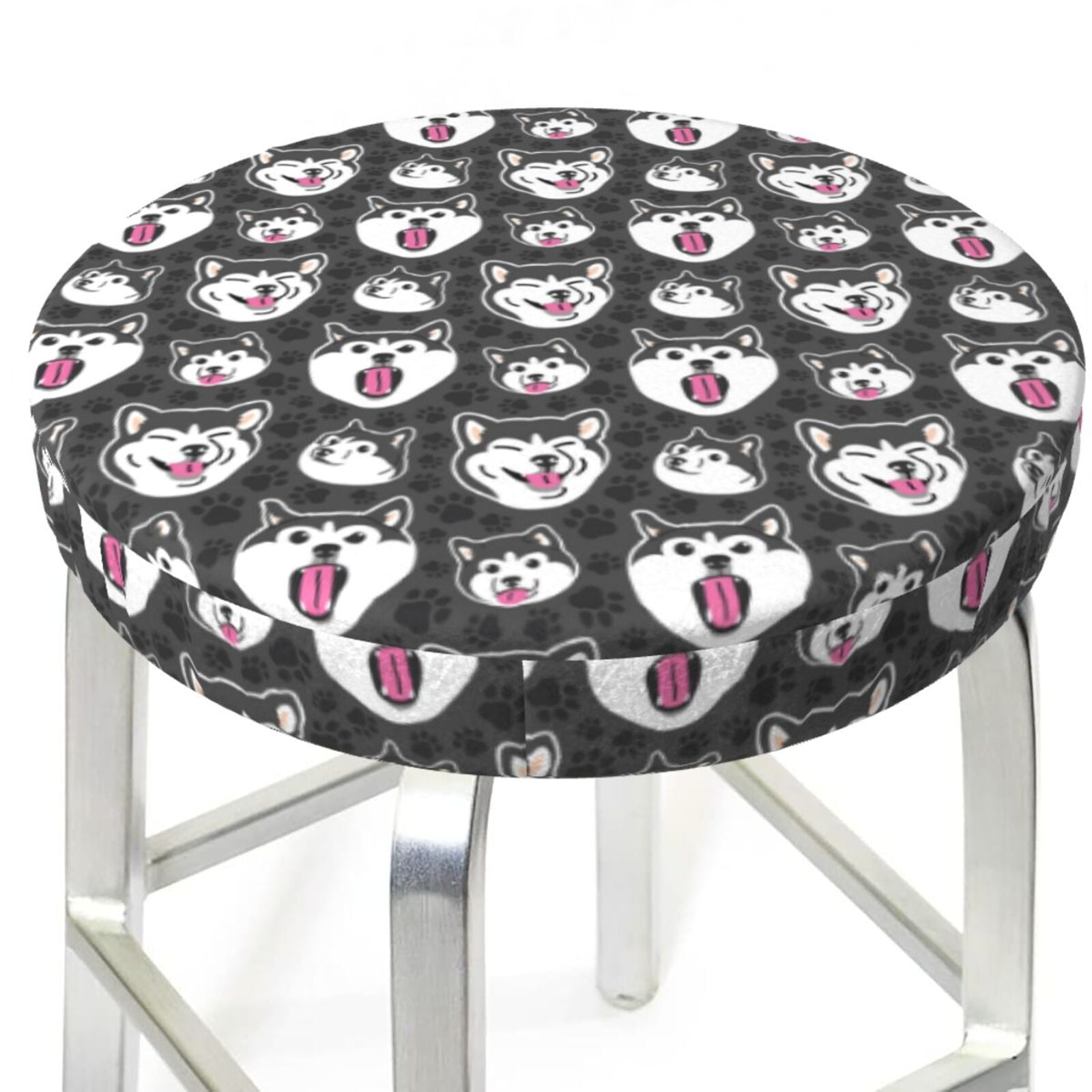 Bar Stool Covers Round, HUSKY Face Bar Stool Cushion Covers Seat ...