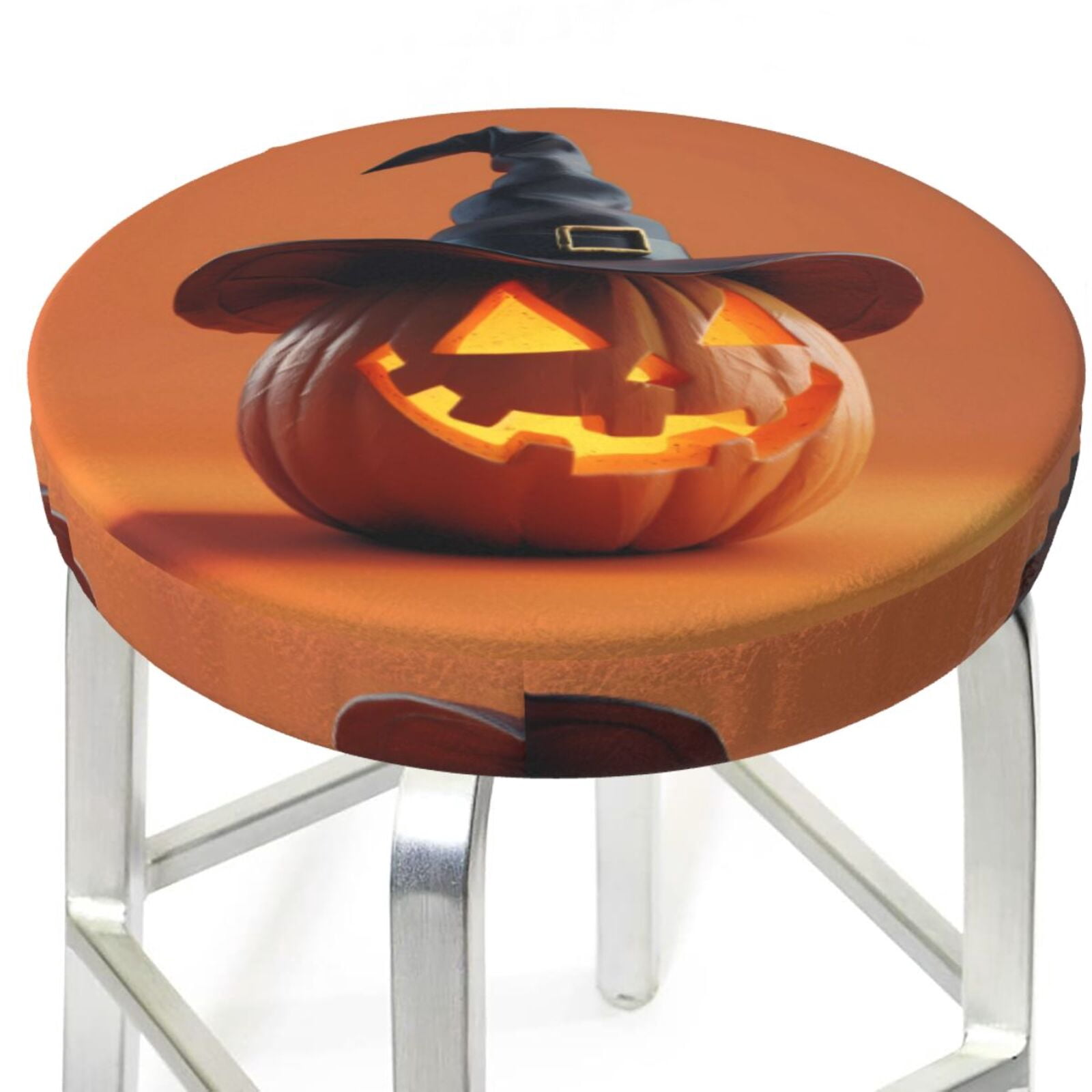 Bar Stool Covers Round, Halloween Witch Hat Pumpkin Cute Bar Stool ...