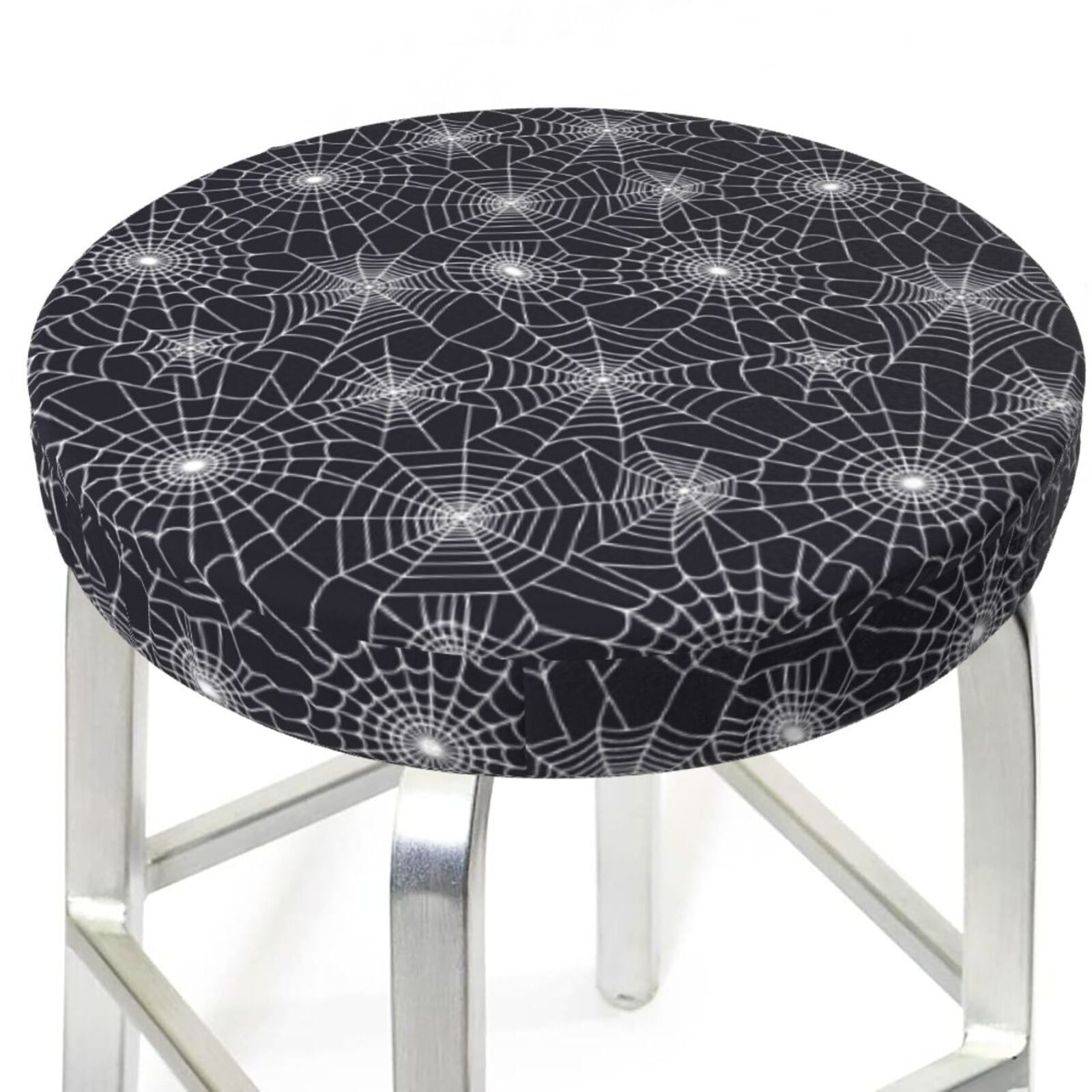Bar Stool Covers Round, Halloween spiderweb cobweb Washable Round Seat ...